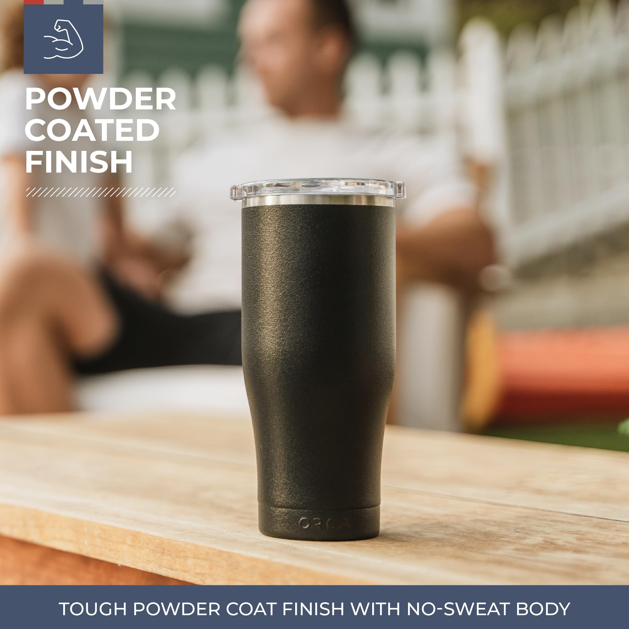 ORCA Chaser 16oz | Insulated, Stainless Steel Cup with a Spill Proof Whale Tale Lid, Dishwasher Safe Tumbler for Hot & Cold Drinks β Black