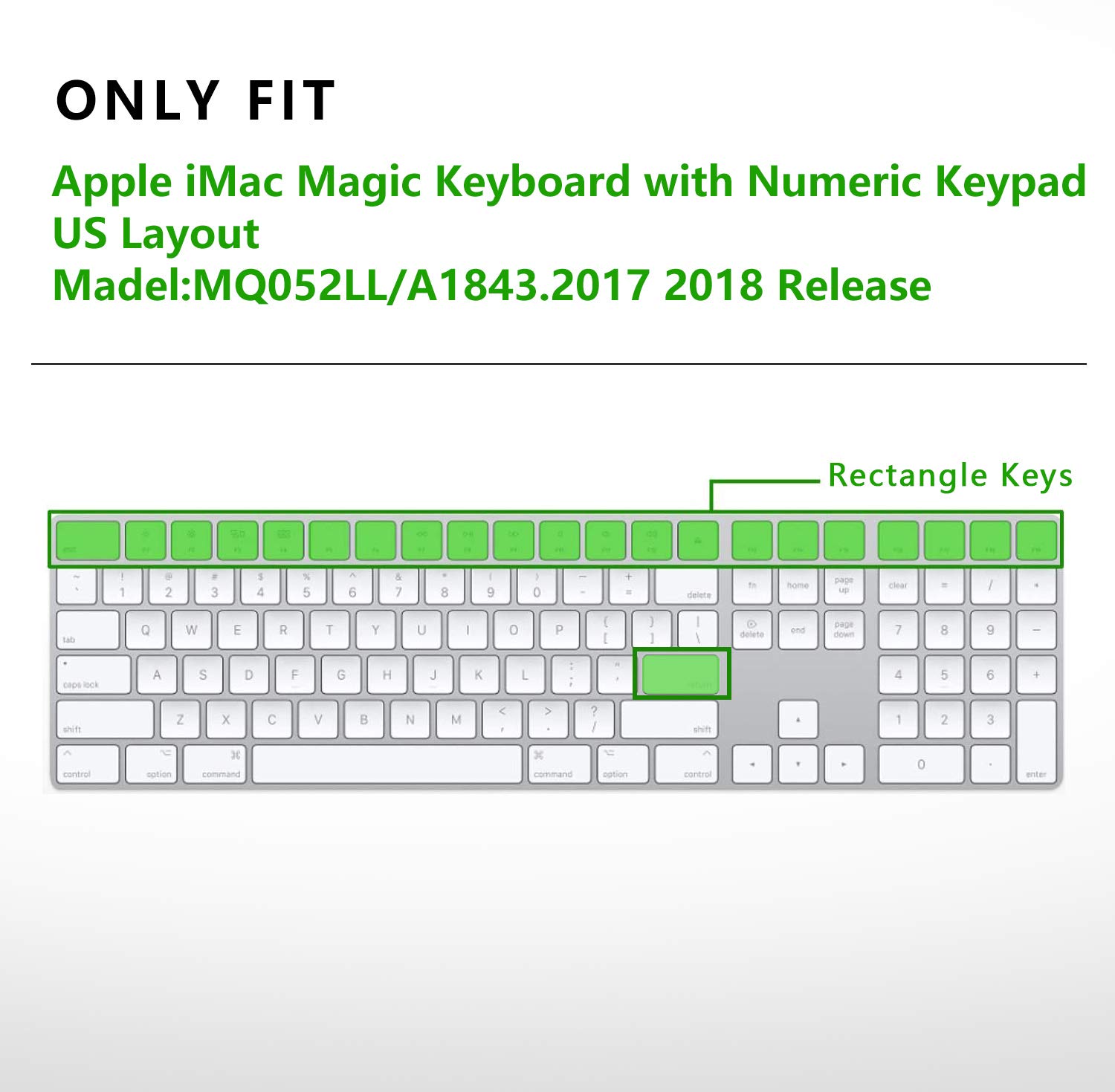 MMDW Ultra Thin Silicone Full Size Wireless Bluetooth Numeric Keyboard Cover Skin for iMac Magic Keyboard with Numeric Keypad MQ052LL/A A1843 2017 2018 Release US Layout(Creative Characters)