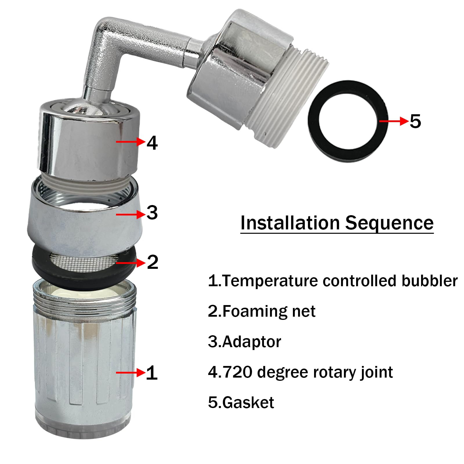 720 Degree Swivel Sink Water Faucet,Universal Light Up Faucet Adapter,3-Color tempeleter Sensor Big Angle Spray Large Flow,Faucet Head Replacement for Kitchen Bathroom Face Washing