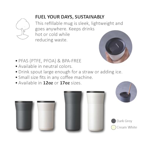 KYOCERA 17 oz Ceramic Coated Tumbler with Lid - Cream White