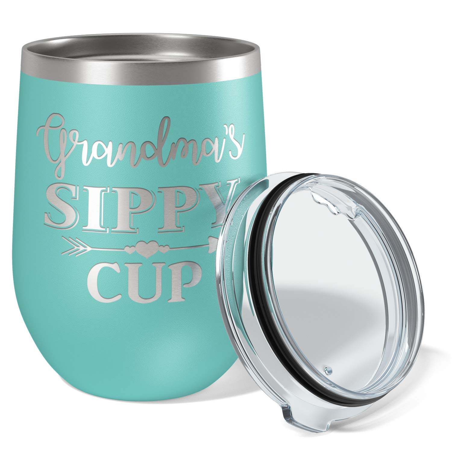 Grandmas Sippy Cup Gift for Women Birthday on Seafoam 12 oz Insulated Wine Tumbler