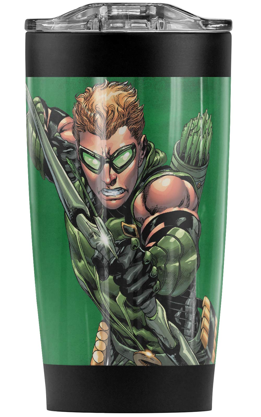 Green Arrow Justice League Character Stainless Steel Tumbler 20 oz Coffee Travel Mug/Cup, Vacuum Insulated & Double Wall with Leakproof Sliding Lid