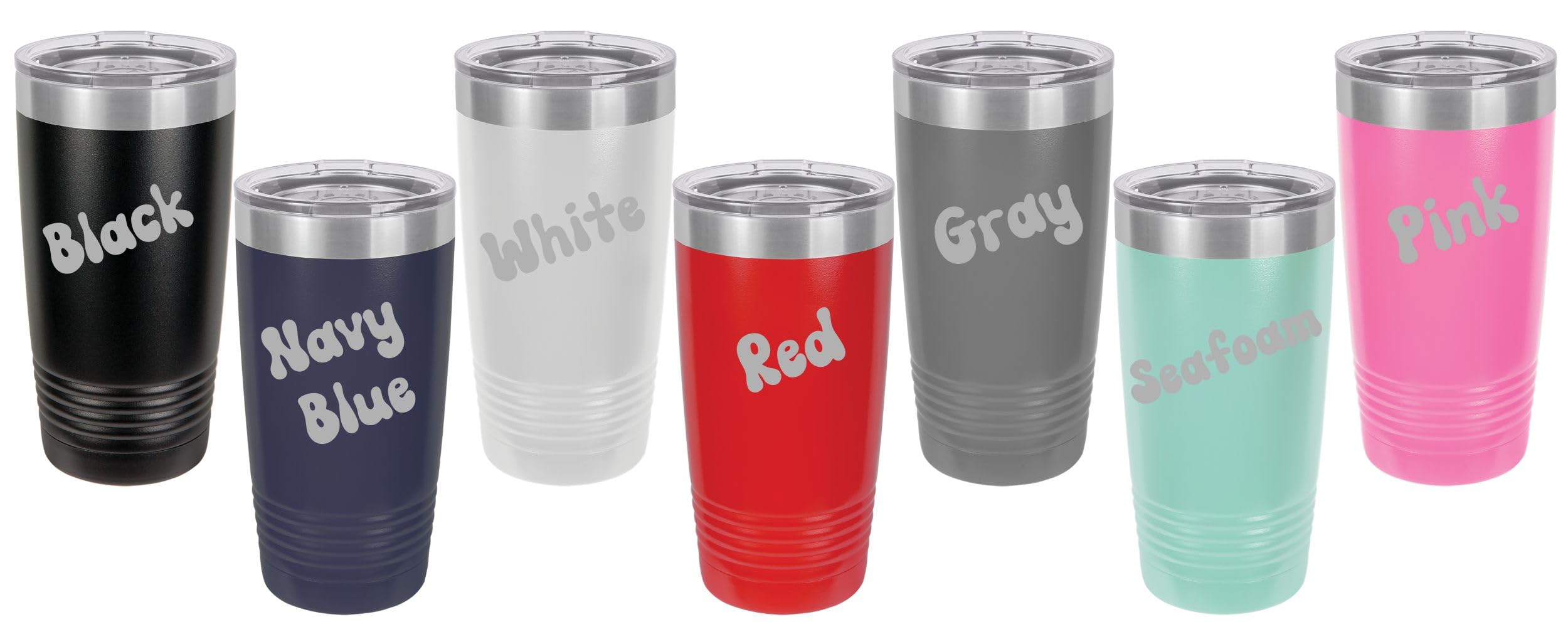 OEZZO Customized Tumblers, Double Wall Personalized Bottles with Splash and Leak Proof Upgraded Slider Lid, Laser Engraved Text on One or Two Sides (20oz, Gray)