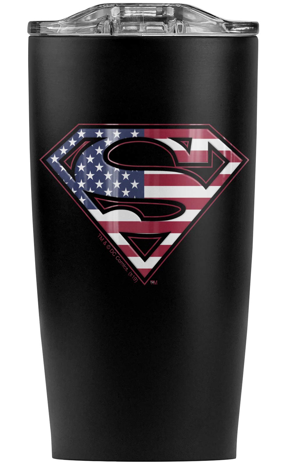 Superman USA American Flag Shield Logo 4th of July Stainless Steel Tumbler 20 oz Coffee Travel Mug/Cup, Vacuum Insulated & Double Wall with Leakproof Sliding Lid