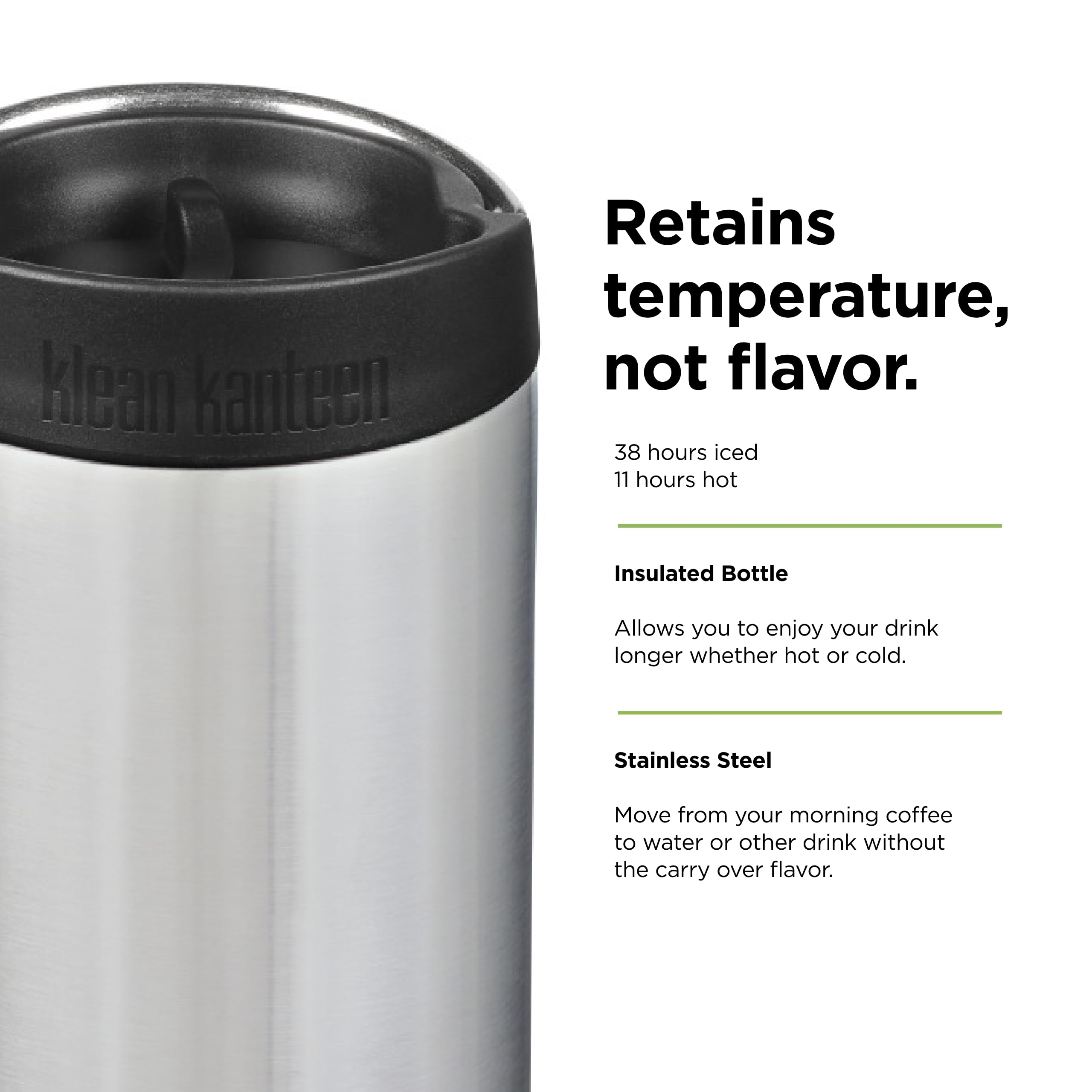 Klean Kanteen 12oz TKWide Insulated Water Bottle with Twist Cap - Brushed Stainless