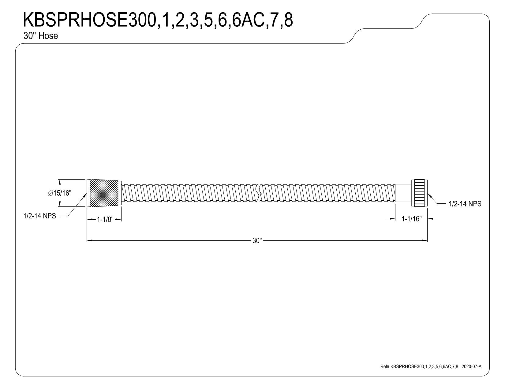 Kingston Brass KBSPRHOSE305 Gourmet Scape, 30" Stainles Steel Hose, Oil Rubbed Bronze