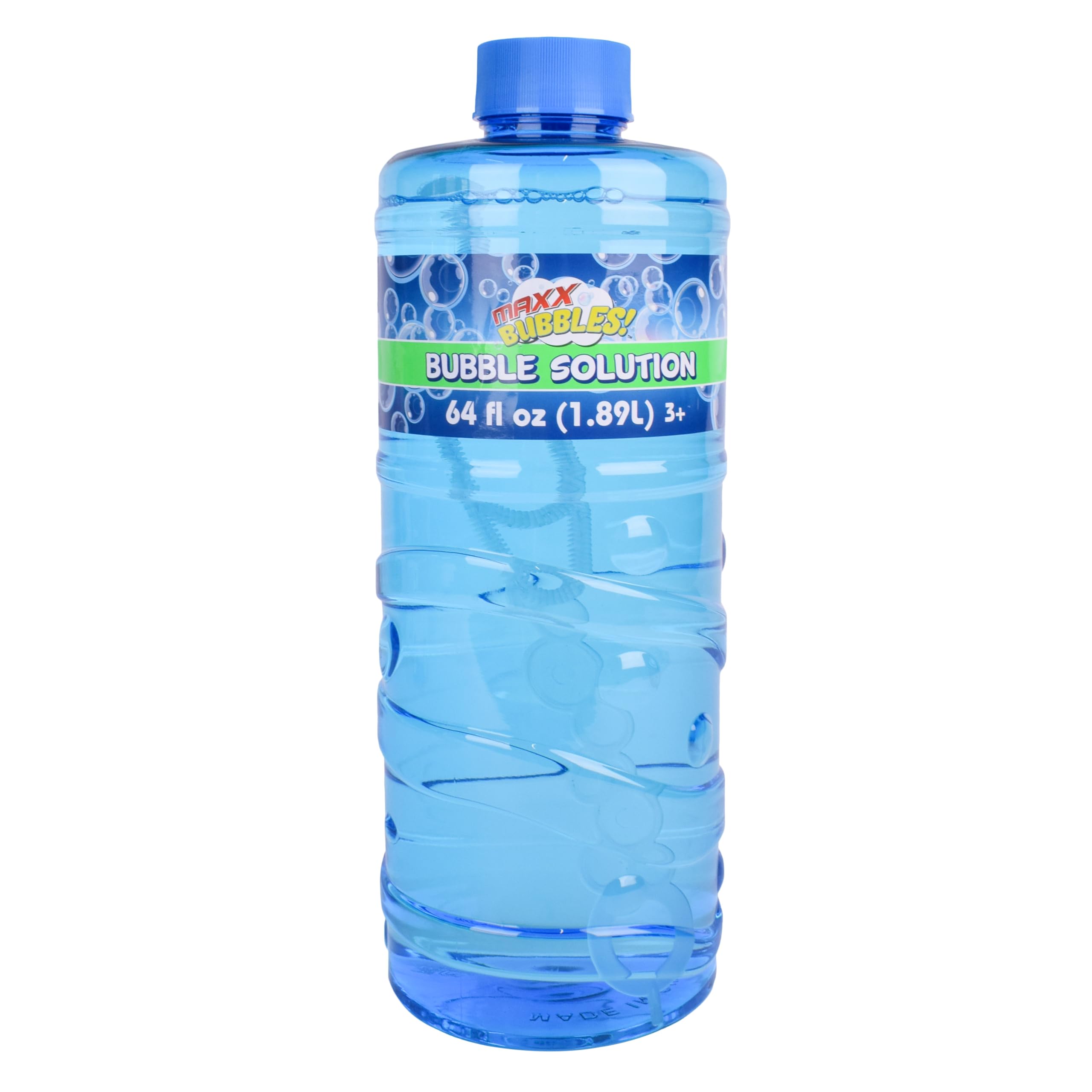 Sunny Days Entertainment Bubble Solution Refill with Wand 64oz Non Toxic (1/2 Gallon), Kids Easy Grip Bottle Refill for Bubble Machine, Bubble Wands, Bubble Toys