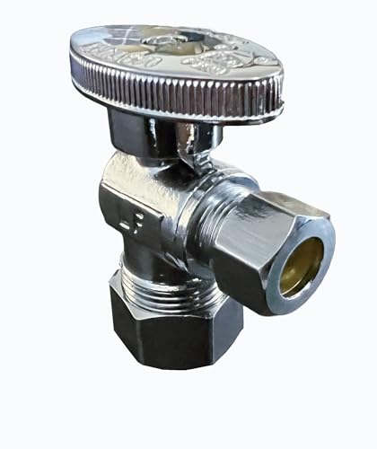10Pcs EZ-FLUID Heavy Duty 1/2" Angle Stop Valve,1/2" Nom. (5/8"OD) Compression x 3/8"OD Outlet Water Shut Off Valves,1/4 TurnMetal Handle Angle Valve For Water Pipes,For Sink,Toilet,Faucet Valve