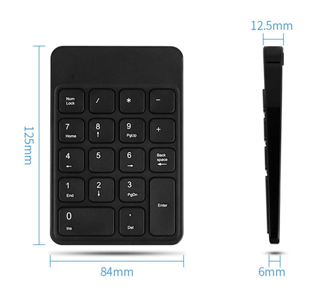 CHAYA Wireless Numeric Keypad-Mini 18 Keys Portable Slim Number Pad Computer Accessories Compatible with IP,Android,MAC,Windows for Laptop and Tablet(Black)