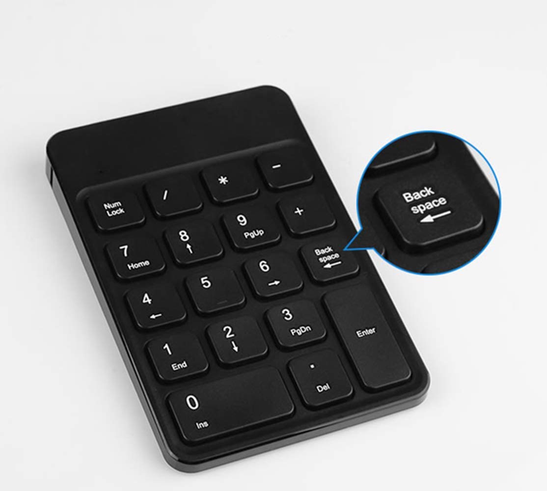 CHAYA Wireless Numeric Keypad-Mini 18 Keys Portable Slim Number Pad Computer Accessories Compatible with IP,Android,MAC,Windows for Laptop and Tablet(Black)