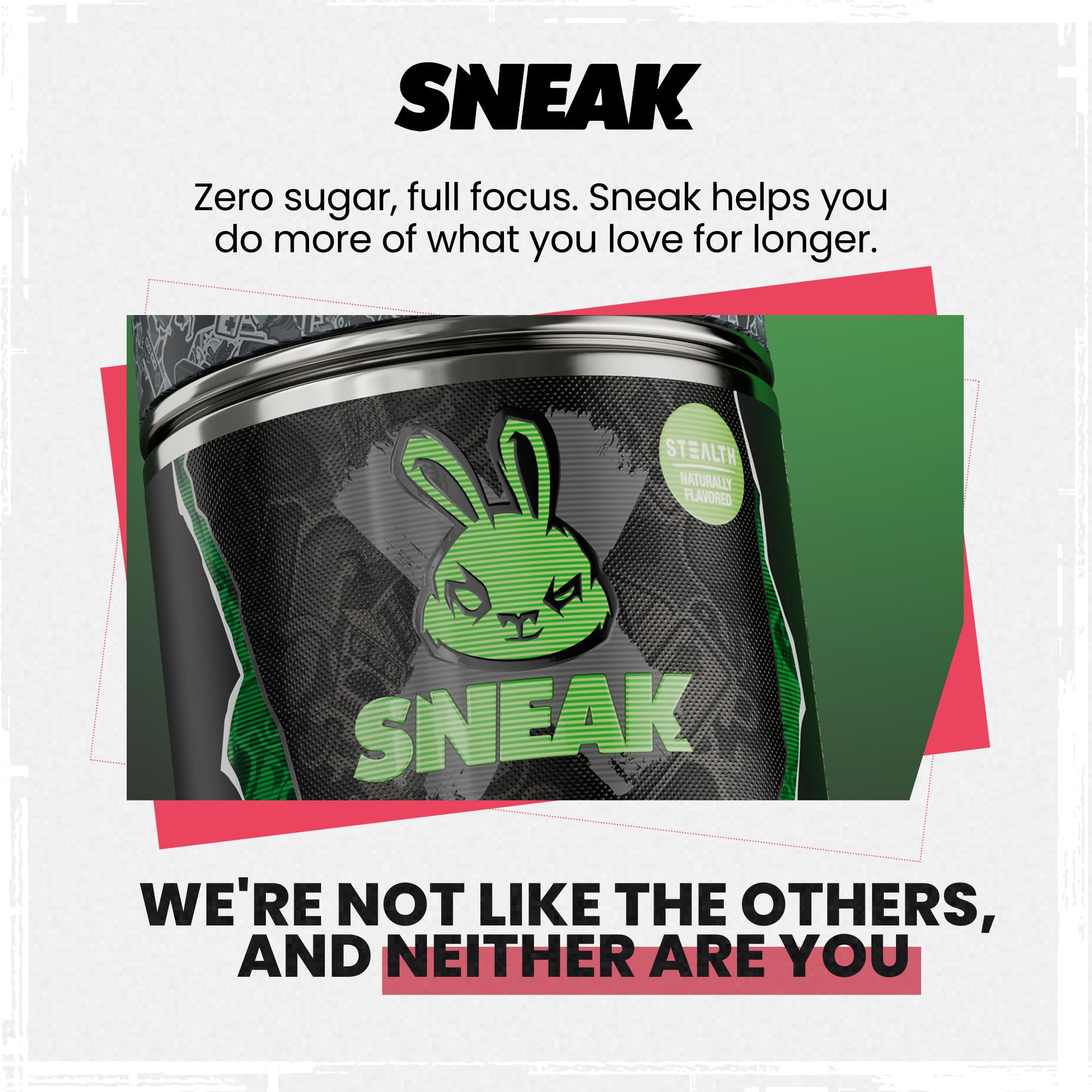 SNEAK Energy Drink Powder | Stealth | No Sugar. No Nasties. Just Natural Caffeine, Focus-Boosting Nootropics | 40 Servings