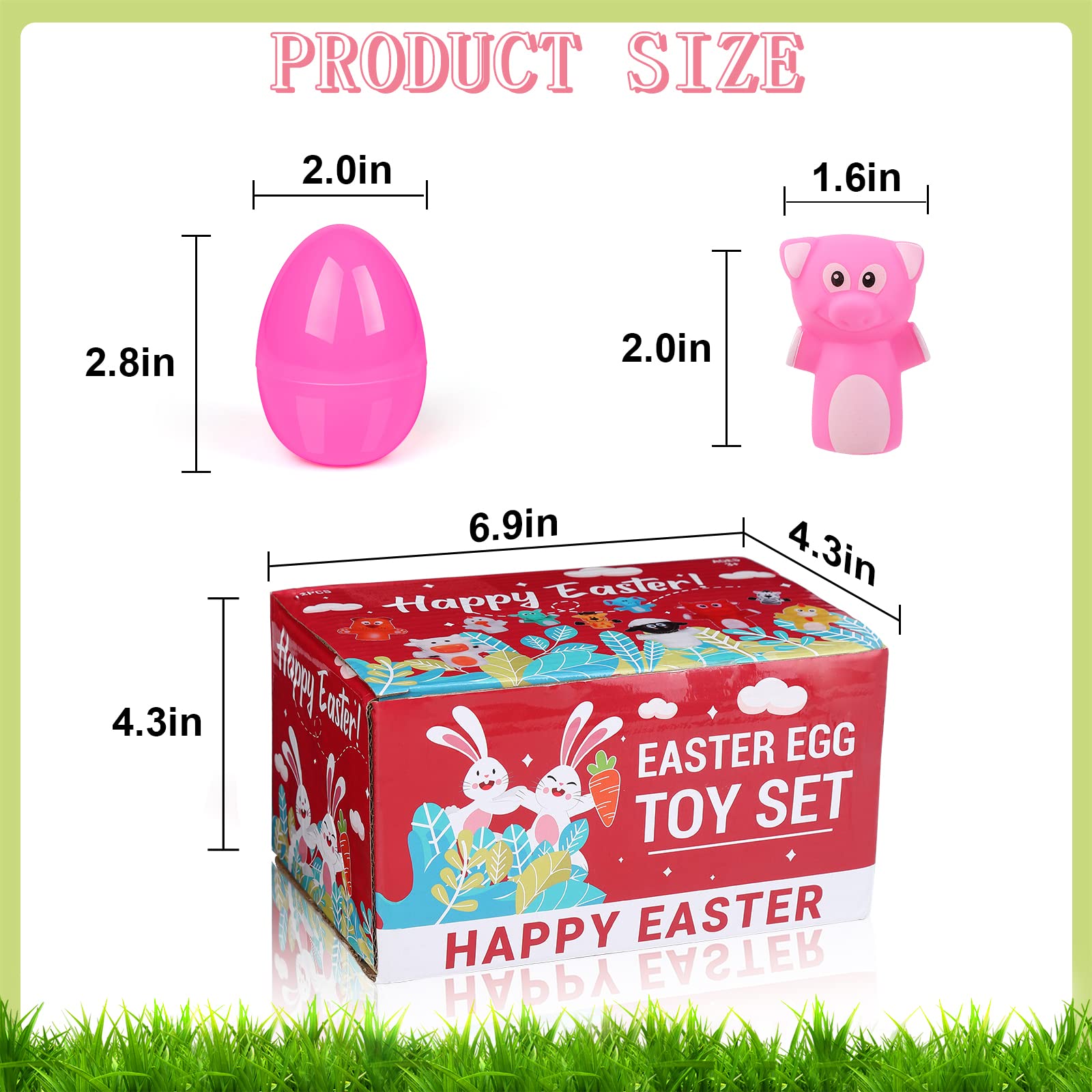 Easter Eggs with Animal Finger Puppets for Easter Eggs Hunt, Easter Basket Stuffers, Party Favors, Classroom Prize Supplies 12pcs