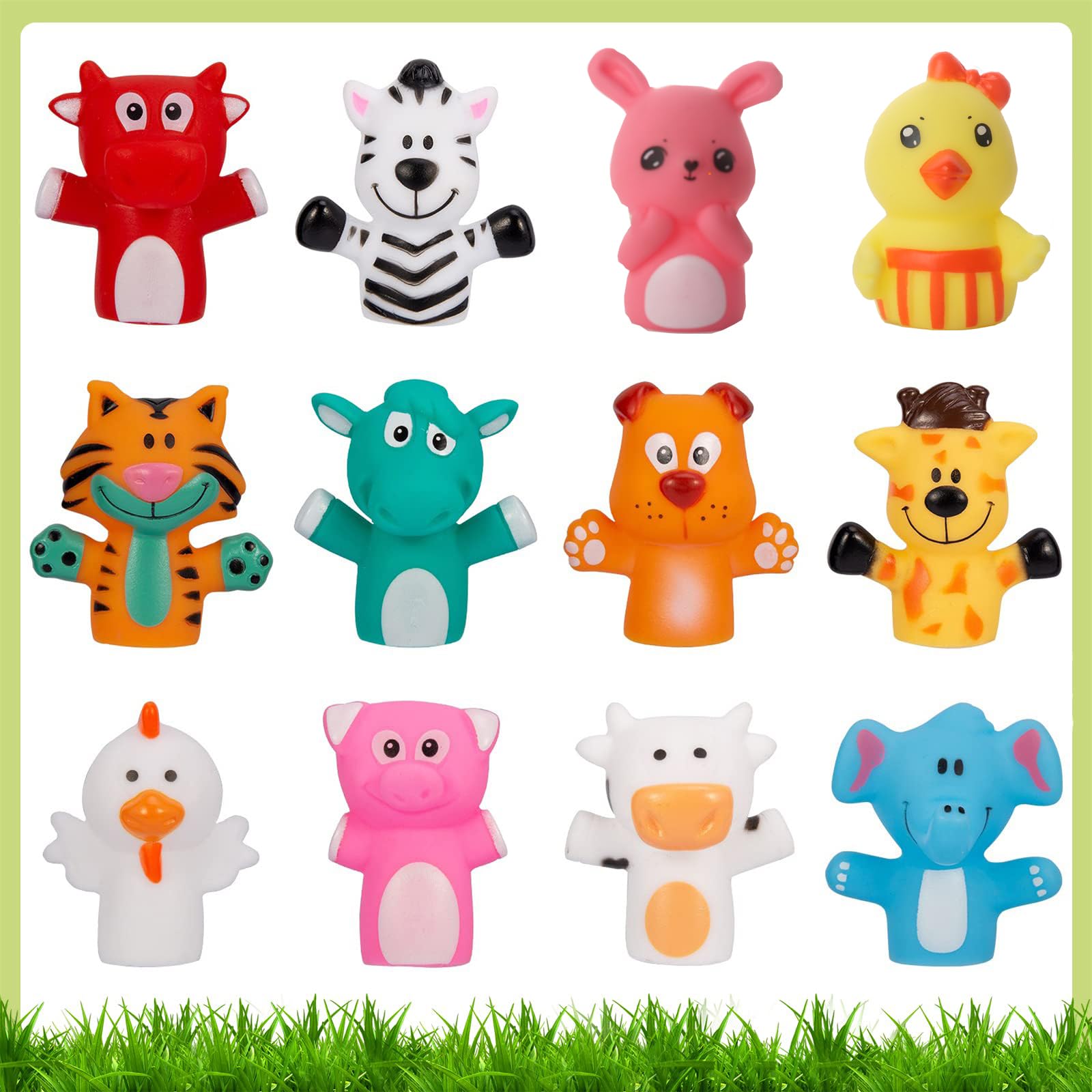 Easter Eggs with Animal Finger Puppets for Easter Eggs Hunt, Easter Basket Stuffers, Party Favors, Classroom Prize Supplies 12pcs