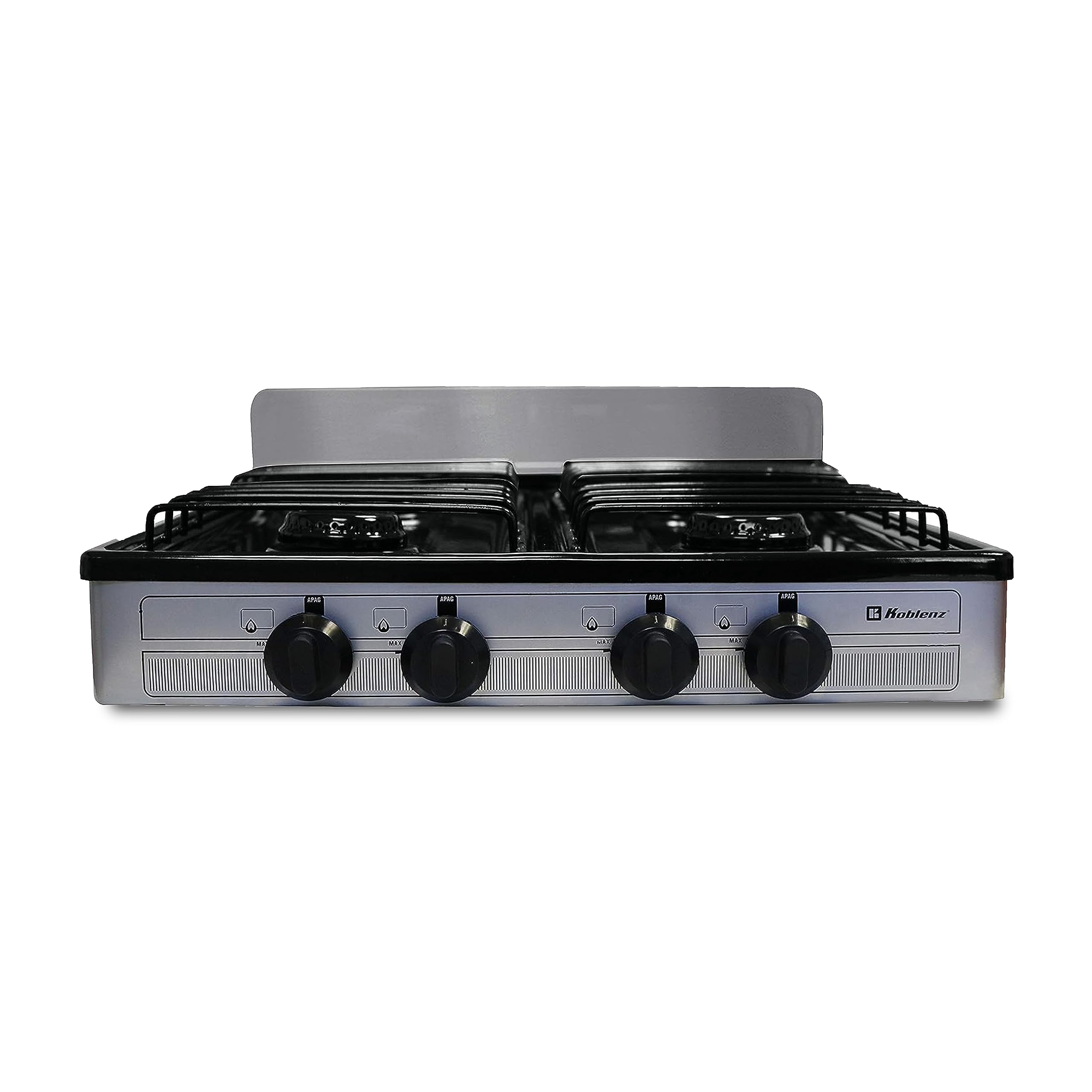 Koblenz PSK-400S 4 Portable Porcelain Cover and Four 16,000 BTU Burners, Stainless Steel Stove for Propane Gas, Silver