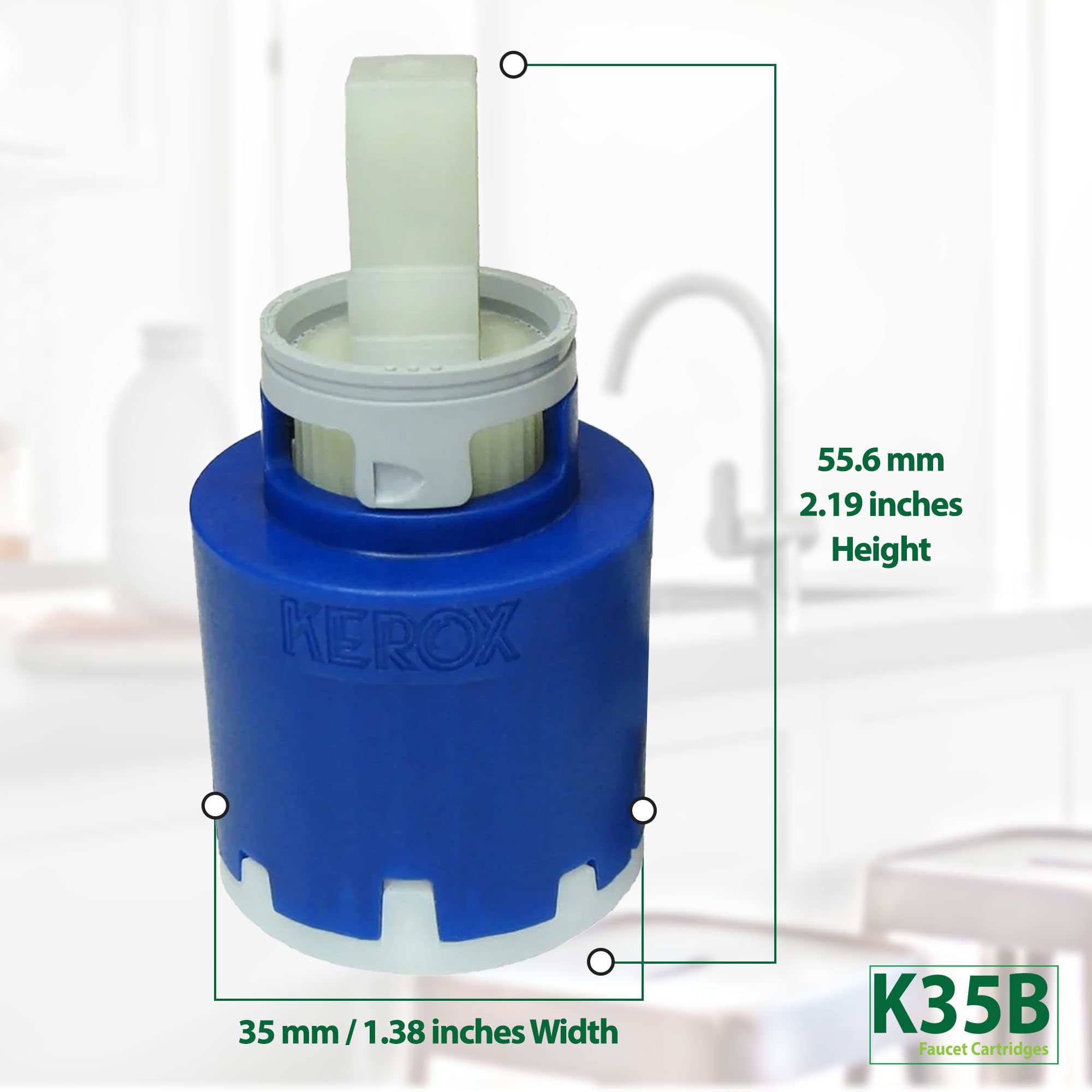Kerox NKJ35A Single Lever Faucet Cartridge, Replacement Cartridge w/Right Rotation, Repair Kit for Kerox Single Lever Faucet - 35mm