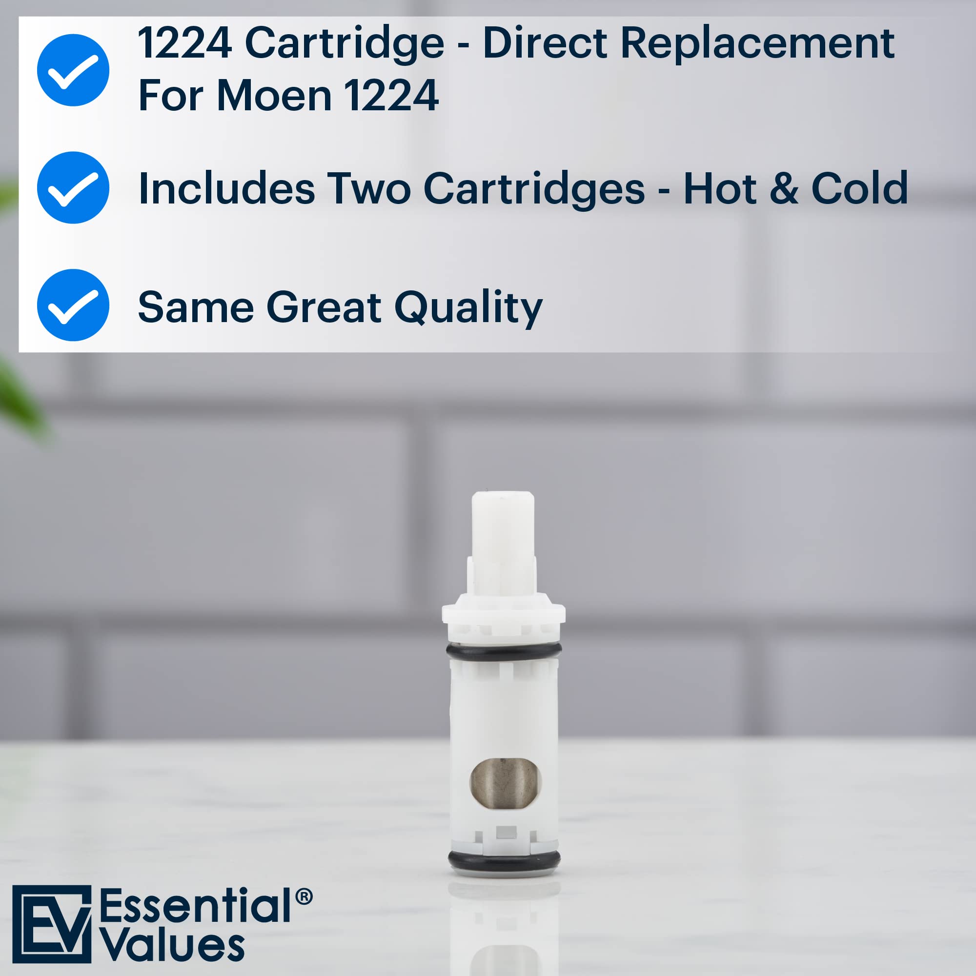 1224 Moen Replacement Faucet Cartridge β Aftermarket Replacement Compatible with 2 Handle Faucets & Moen Tub Shower | Durable Brass 1224b and Plastic - 2 PACK