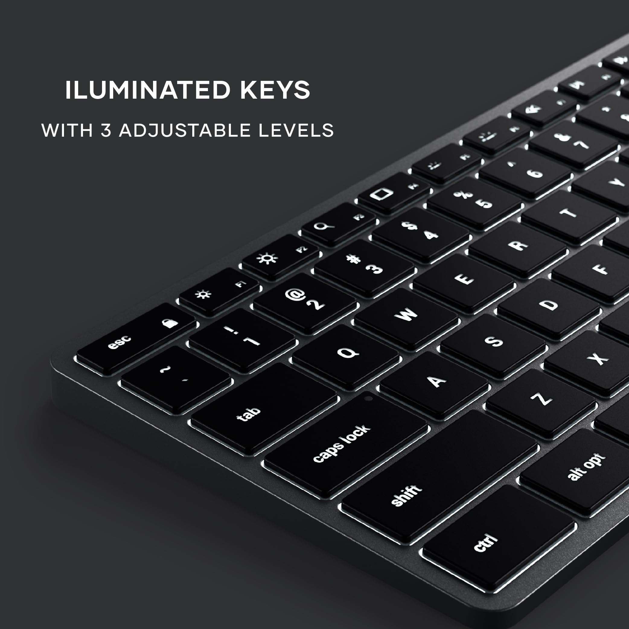 Satechi Slim W3 Wired Backlit Keyboard with Numeric Keypad – Illuminated Keys & USB C Connection – for MacBook Pro, MacBook Air, iPad Pro, iMac and More