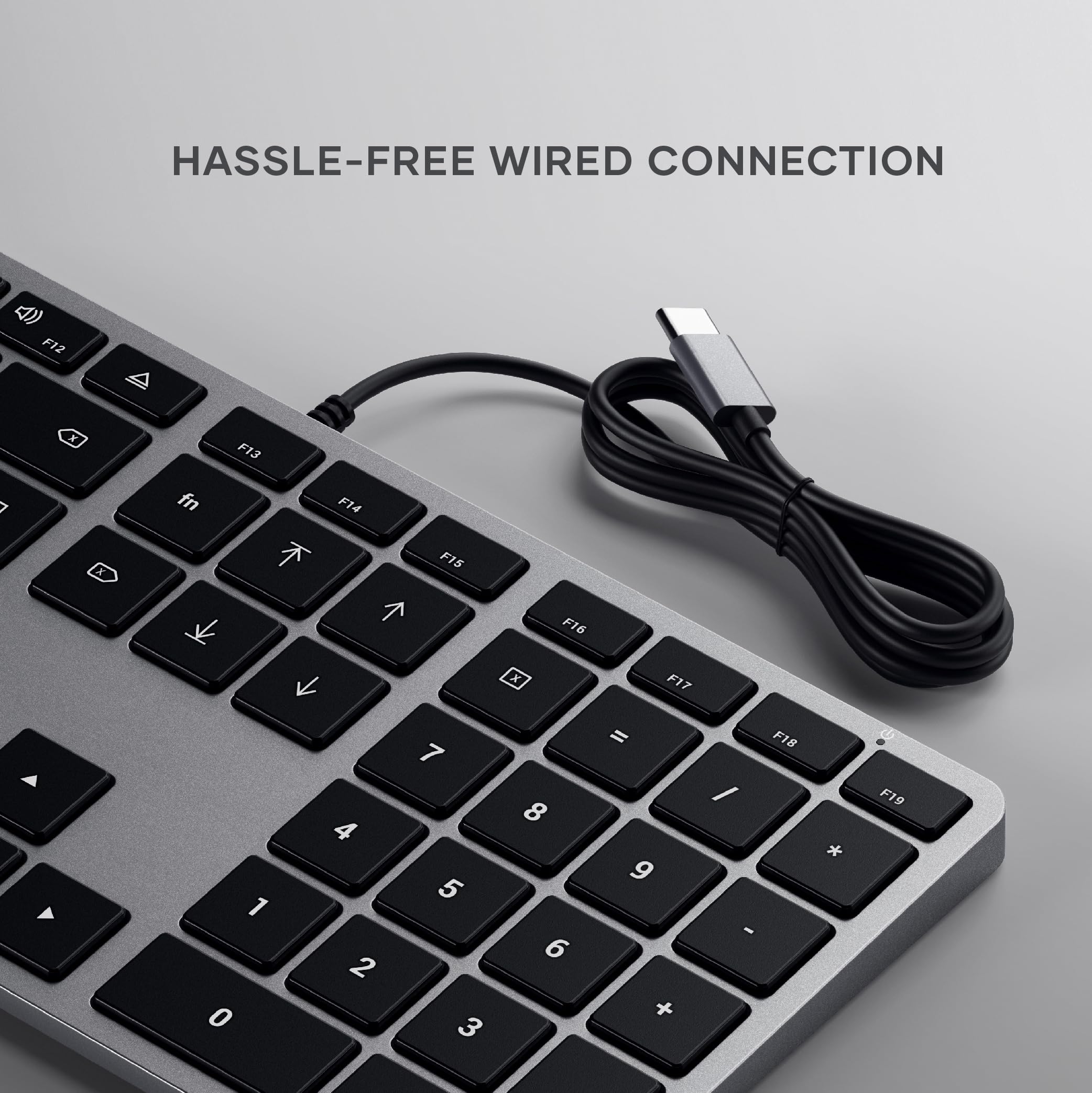 Satechi Slim W3 Wired Backlit Keyboard with Numeric Keypad – Illuminated Keys & USB C Connection – for MacBook Pro, MacBook Air, iPad Pro, iMac and More