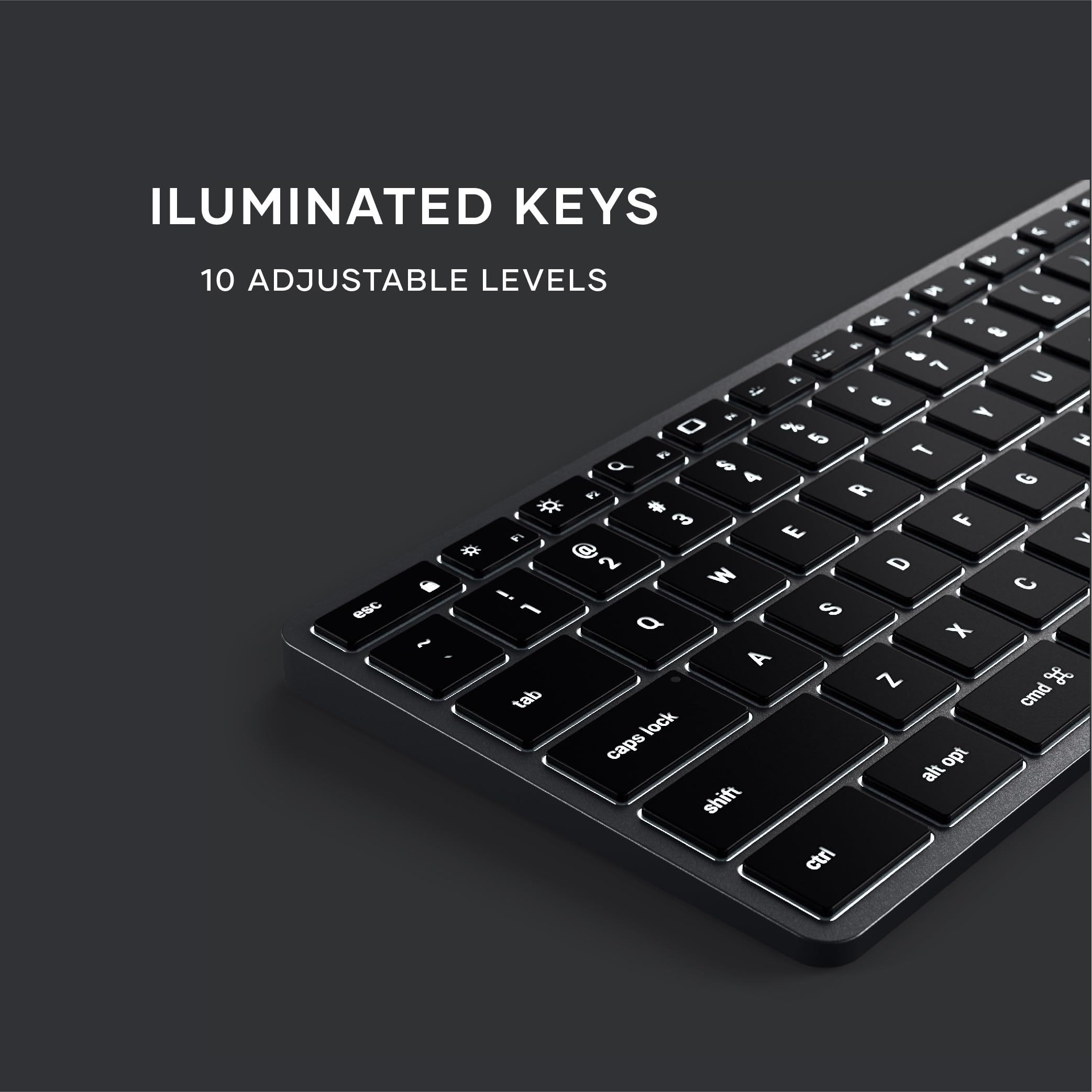 Satechi Slim X3 Bluetooth Backlit Keyboard with Numeric Keypad β Illuminated Keys & Multi-Device Sync β for M2/ M1 MacBook Pro/Air, M2/ M1 iPad Pro/Air, M2 Mac Mini, iMac M1 (Space Gray)