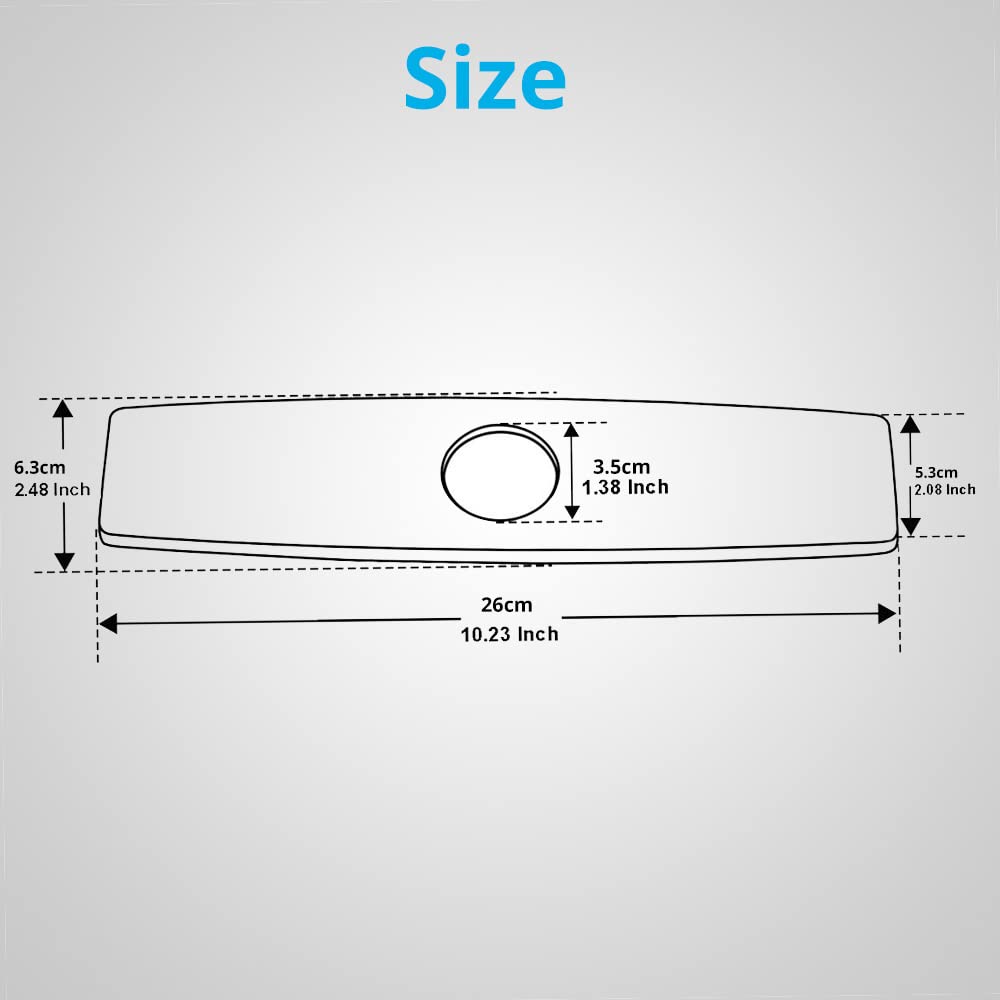 Wovier Faucet Plate,Matte Black Sink Hole Cover Plate,10" Rectangle Escutcheon Plate 304 Circular Stainless Steel Deck Plate for 1 or 3 Hole Bathroom or Kitchen Sink Faucet Mixer Tap