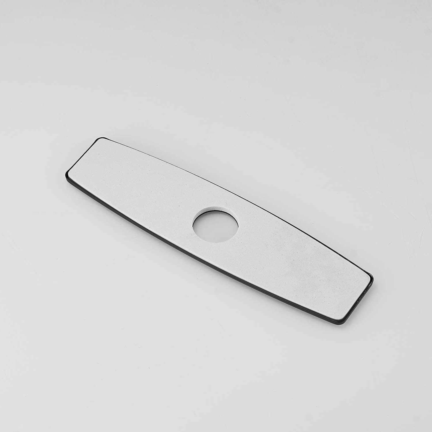 Wovier Faucet Plate,Matte Black Sink Hole Cover Plate,10" Rectangle Escutcheon Plate 304 Circular Stainless Steel Deck Plate for 1 or 3 Hole Bathroom or Kitchen Sink Faucet Mixer Tap