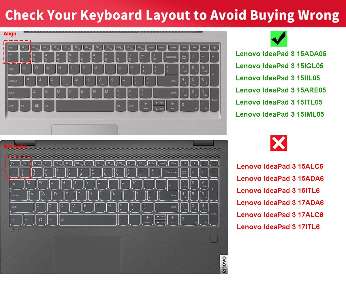 Keyboard Cover for 2020 2021 Lenovo Ideapad 3 15 15.6 17.3 Inch Laptop Keyboard Cover Skin (with Numeric Keypad), 2021 Lenovo Ideapad 3 15/ Ideapad 3 17.3 Accessories, Rainbow (US Layout)