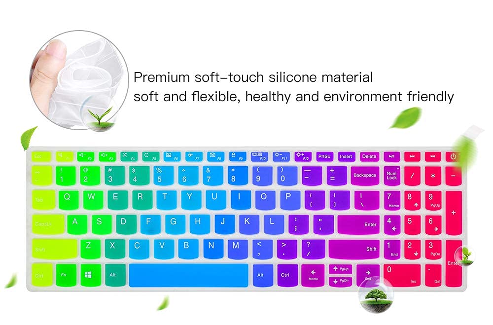 Keyboard Cover for 2020 2021 Lenovo Ideapad 3 15 15.6 17.3 Inch Laptop Keyboard Cover Skin (with Numeric Keypad), 2021 Lenovo Ideapad 3 15/ Ideapad 3 17.3 Accessories, Rainbow (US Layout)