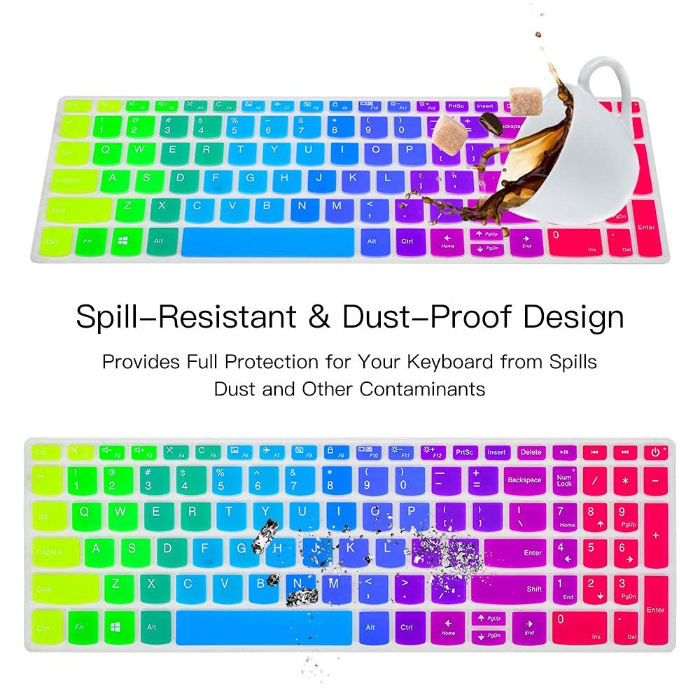 Keyboard Cover for 2020 2021 Lenovo Ideapad 3 15 15.6 17.3 Inch Laptop Keyboard Cover Skin (with Numeric Keypad), 2021 Lenovo Ideapad 3 15/ Ideapad 3 17.3 Accessories, Rainbow (US Layout)