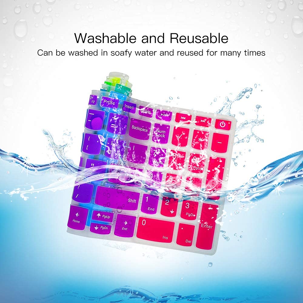 Keyboard Cover for 2020 2021 Lenovo Ideapad 3 15 15.6 17.3 Inch Laptop Keyboard Cover Skin (with Numeric Keypad), 2021 Lenovo Ideapad 3 15/ Ideapad 3 17.3 Accessories, Rainbow (US Layout)