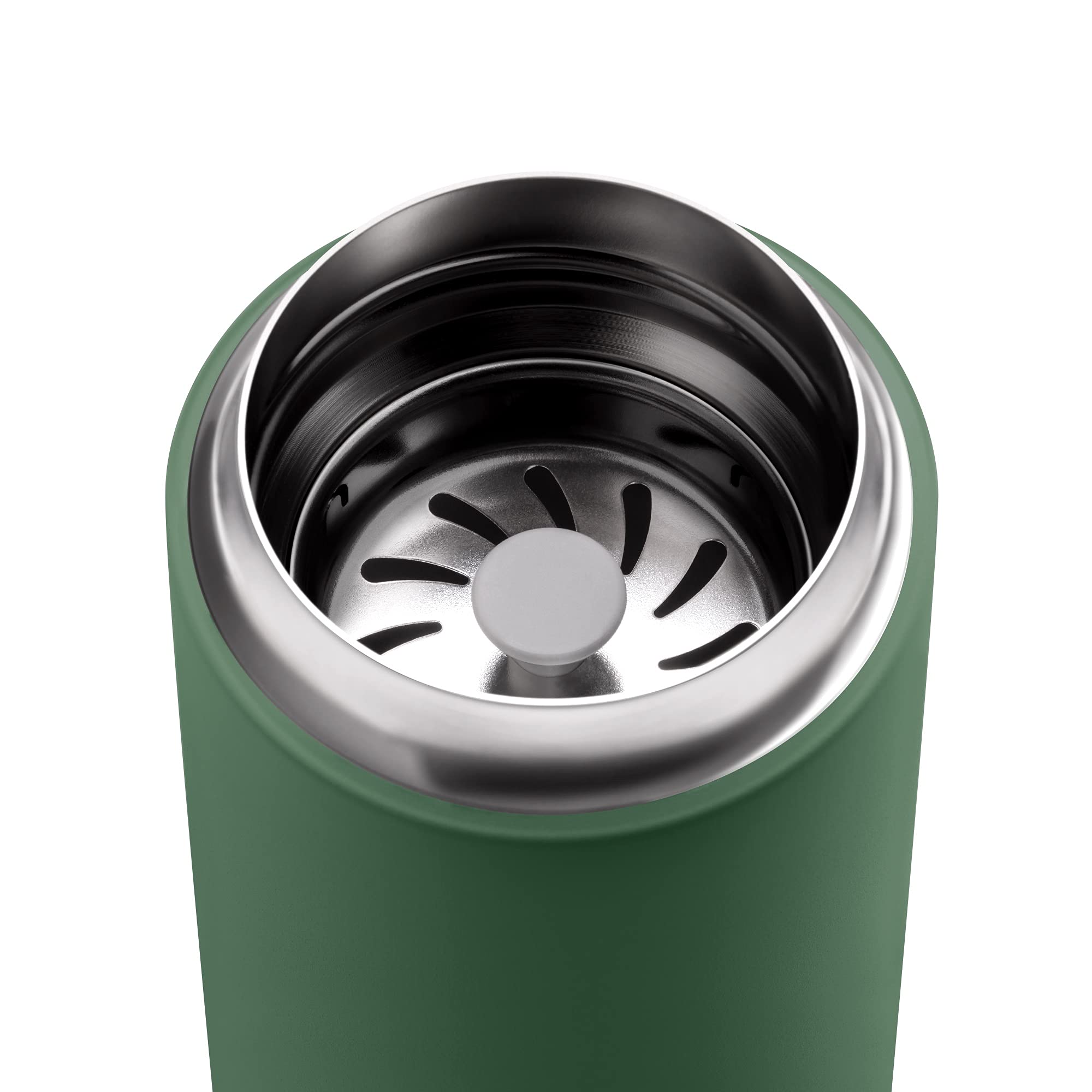 Fellow 16 oz Carter Move Travel Mug - Vacuum-Insulated Stainless Steel Travel Coffee Mug - Coffee Tumbler with Ceramic Interior and Splash Guard - Cargo Green