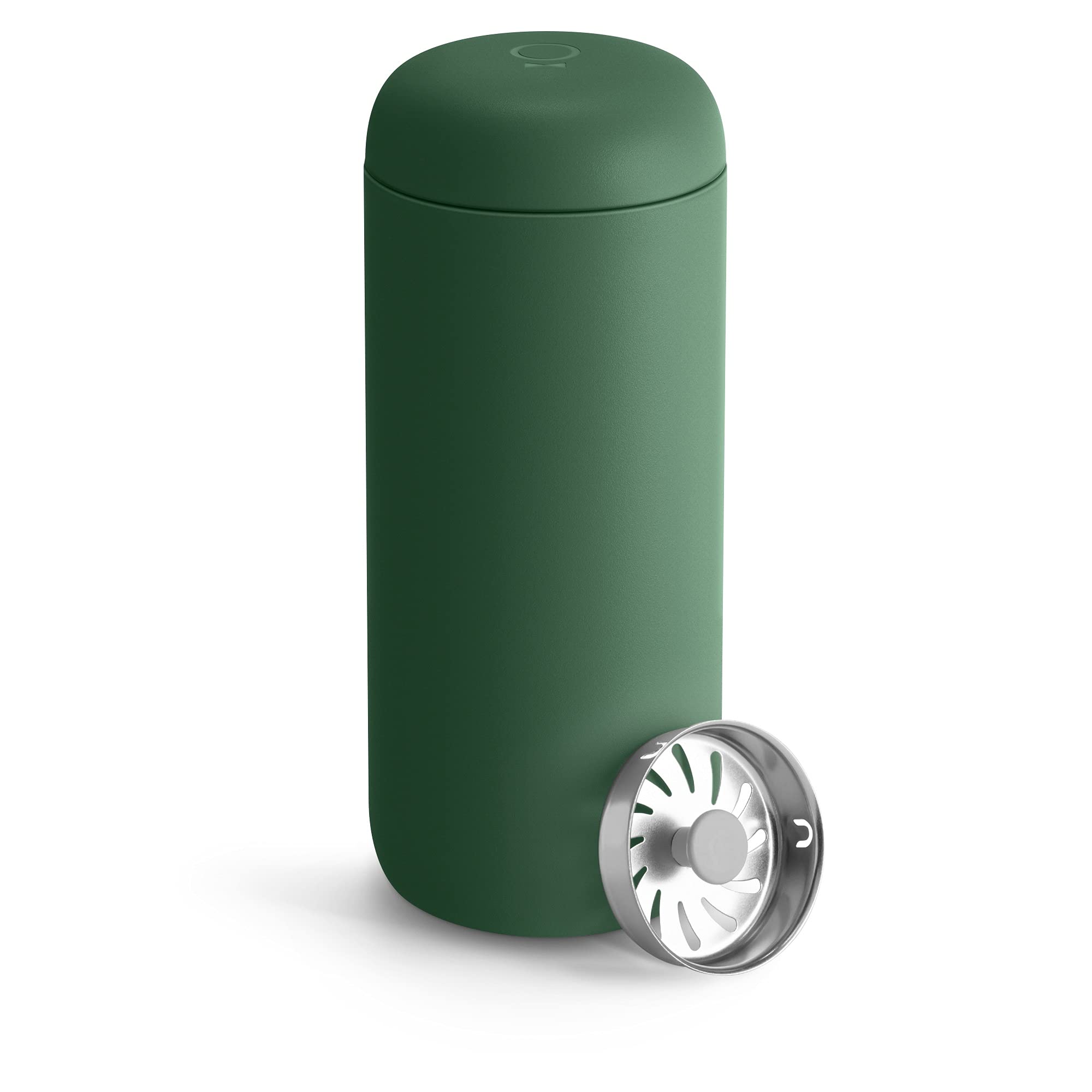 Fellow 16 oz Carter Move Travel Mug - Vacuum-Insulated Stainless Steel Travel Coffee Mug - Coffee Tumbler with Ceramic Interior and Splash Guard - Cargo Green
