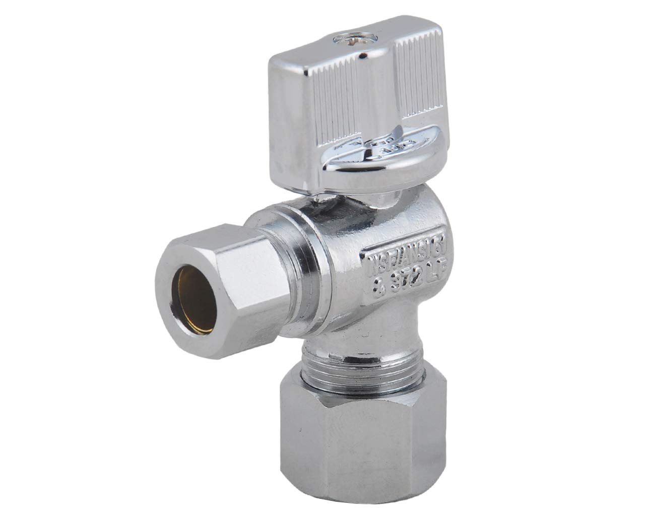 LD Valve- 1/4 Turn Angle Stop Valve 1/2-in OD X in 3/8-OD Compression,Quarter Turn LF Brass Chrome Plated Angle Shut Off Water Supply Stop for Faucet or Toilet Installation (2-Pack)