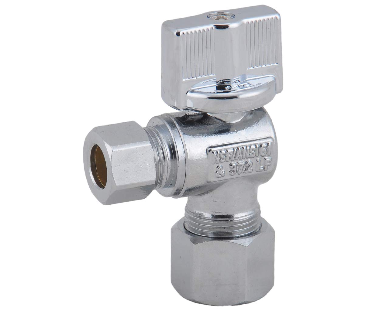LD Valve- 1/4 Turn Angle Stop Valve 1/2-in OD X in 3/8-OD Compression,Quarter Turn LF Brass Chrome Plated Angle Shut Off Water Supply Stop for Faucet or Toilet Installation (2-Pack)