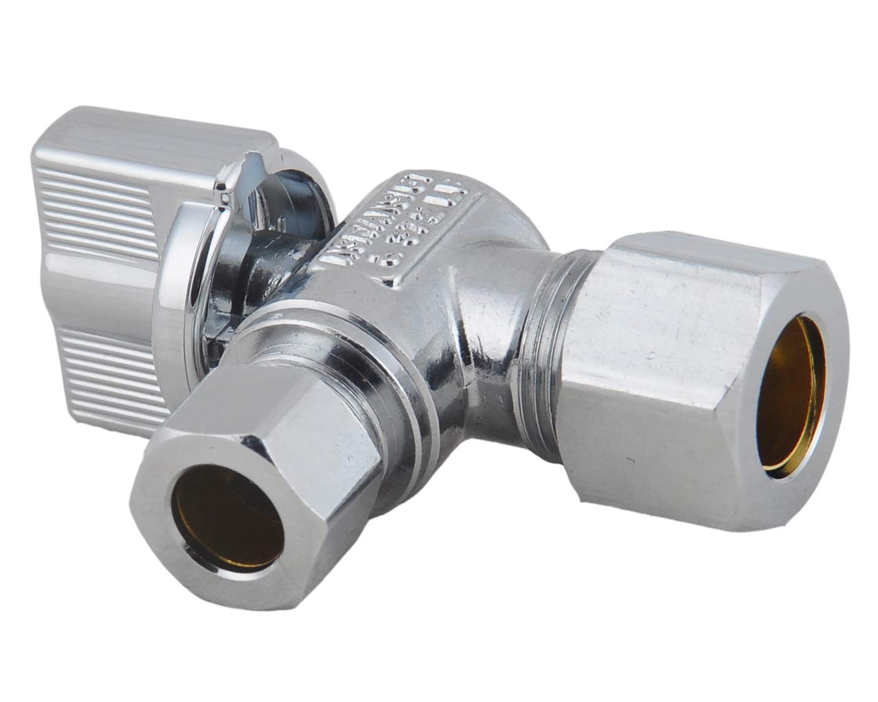 LD Valve- 1/4 Turn Angle Stop Valve 1/2-in OD X in 3/8-OD Compression,Quarter Turn LF Brass Chrome Plated Angle Shut Off Water Supply Stop for Faucet or Toilet Installation (2-Pack)