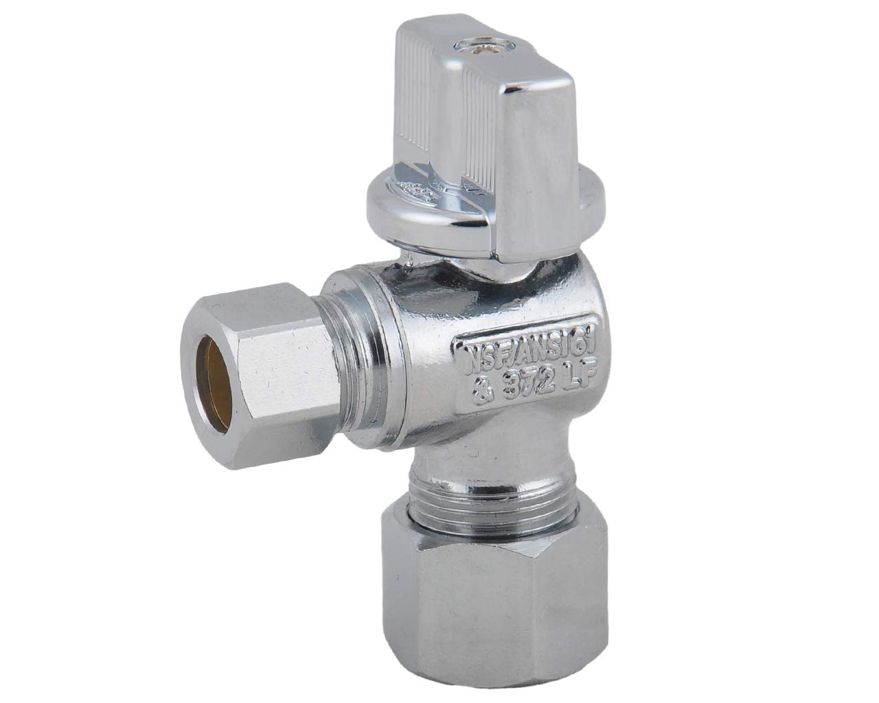 LD Valve- 1/4 Turn Angle Stop Valve 1/2-in OD X in 3/8-OD Compression,Quarter Turn LF Brass Chrome Plated Angle Shut Off Water Supply Stop for Faucet or Toilet Installation (2-Pack)