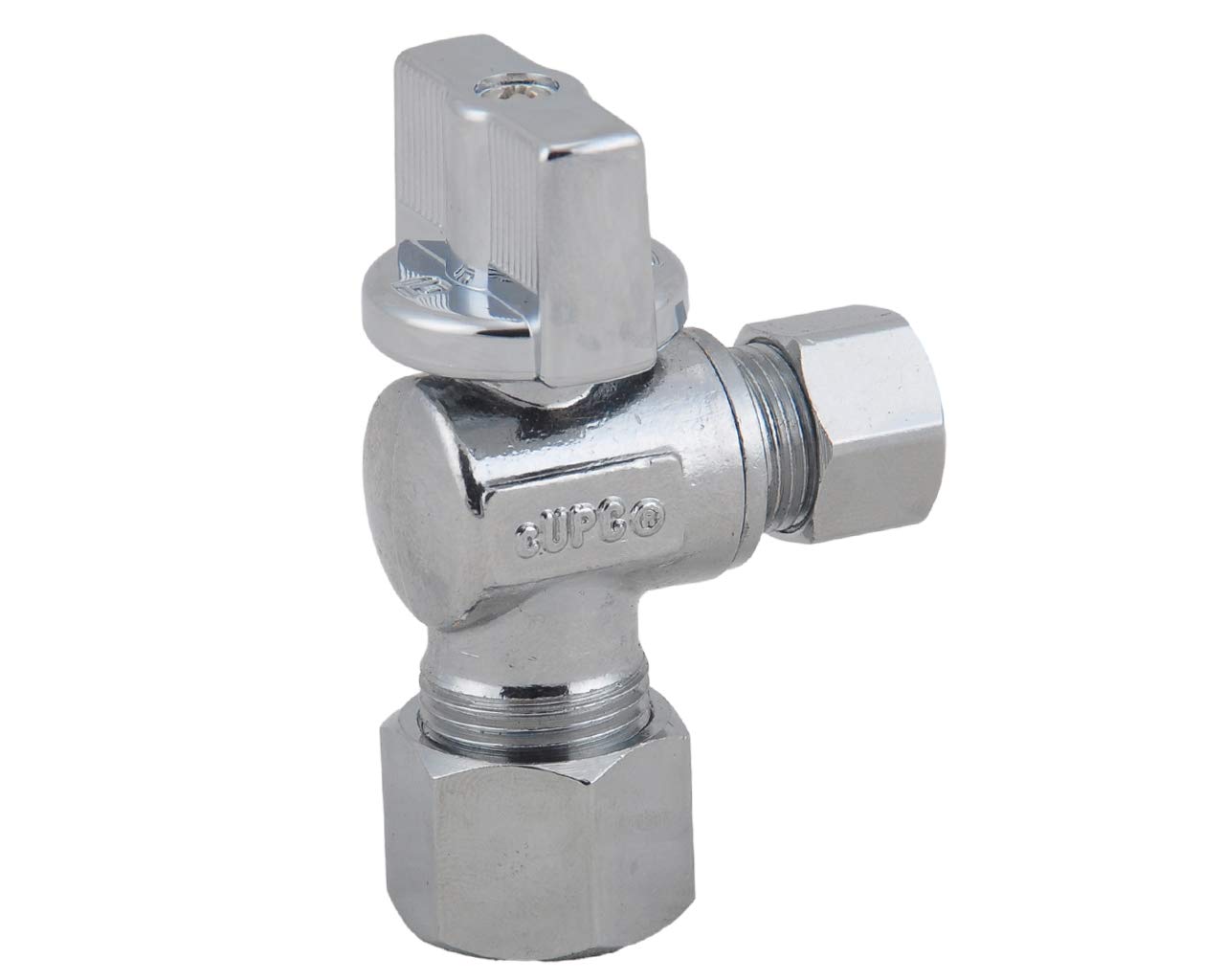 LD Valve- 1/4 Turn Angle Stop Valve 1/2-in OD X in 3/8-OD Compression,Quarter Turn LF Brass Chrome Plated Angle Shut Off Water Supply Stop for Faucet or Toilet Installation (2-Pack)