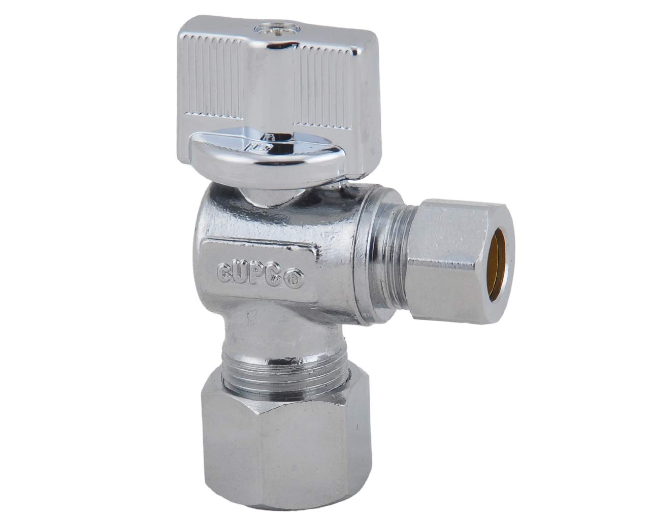 LD Valve- 1/4 Turn Angle Stop Valve 1/2-in OD X in 3/8-OD Compression,Quarter Turn LF Brass Chrome Plated Angle Shut Off Water Supply Stop for Faucet or Toilet Installation (2-Pack)