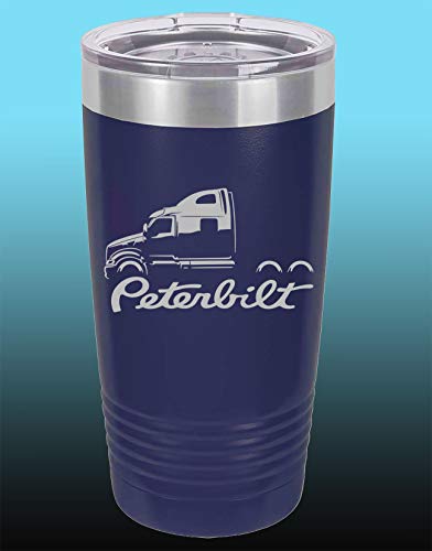 Peterbilt 587 Semi Truck 20oz Stainless Steel Tumbler w/Clear Lid navy