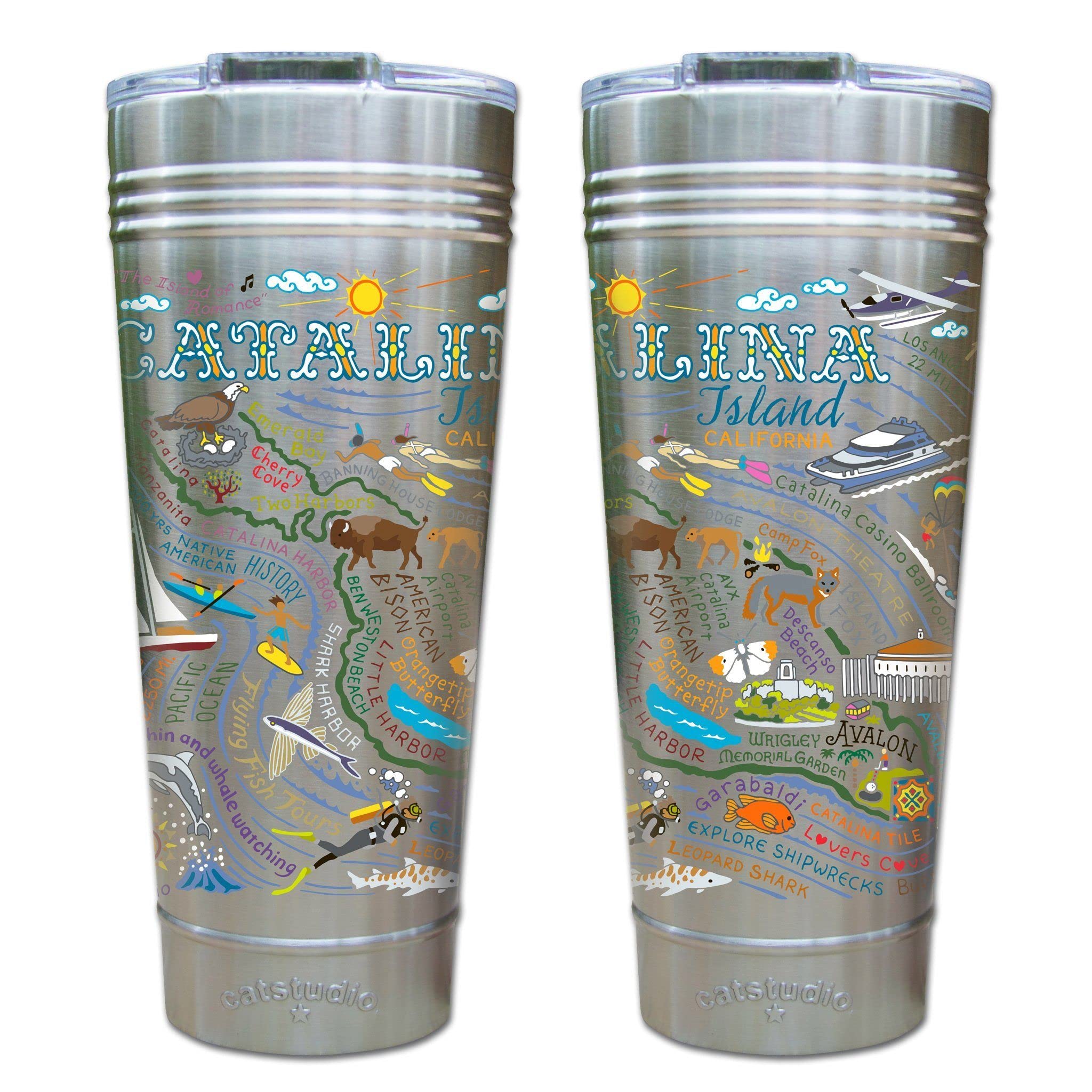Catstudio Catalina Thermal Tumbler | Triple Wall Insulation With Non Slip Bottom | Great Travel Cup for Water, Coffee, Tea, or Smoothies