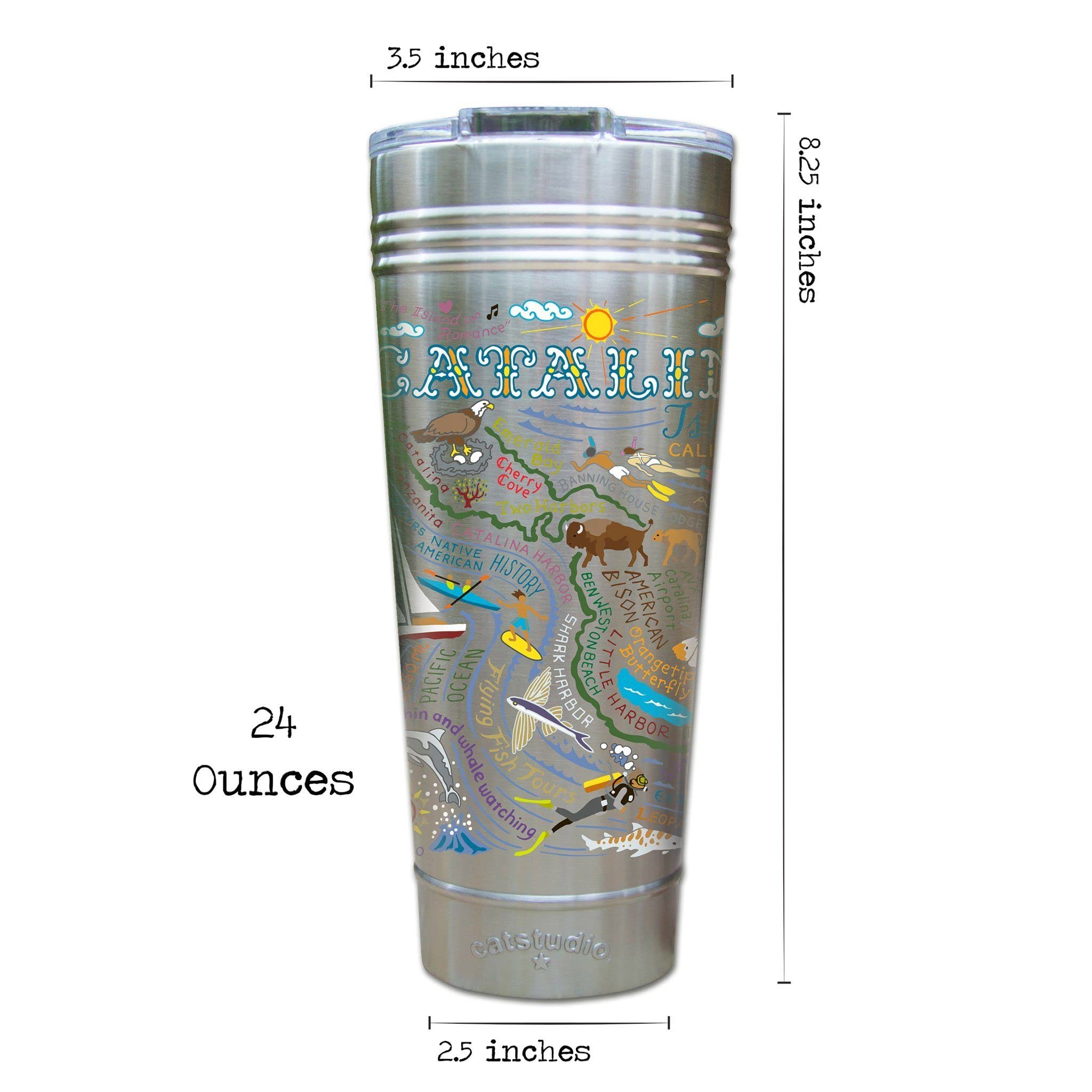 Catstudio Catalina Thermal Tumbler | Triple Wall Insulation With Non Slip Bottom | Great Travel Cup for Water, Coffee, Tea, or Smoothies