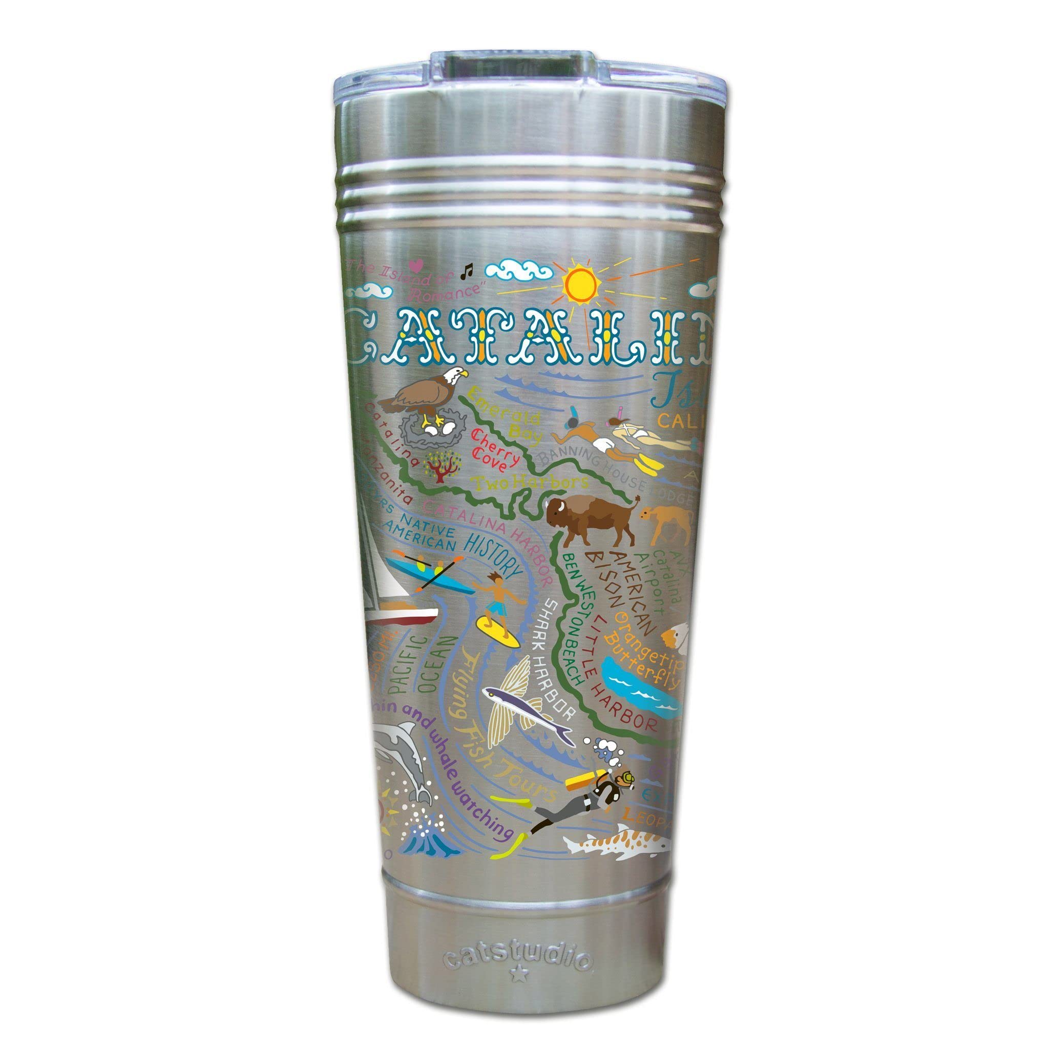 Catstudio Catalina Thermal Tumbler | Triple Wall Insulation With Non Slip Bottom | Great Travel Cup for Water, Coffee, Tea, or Smoothies