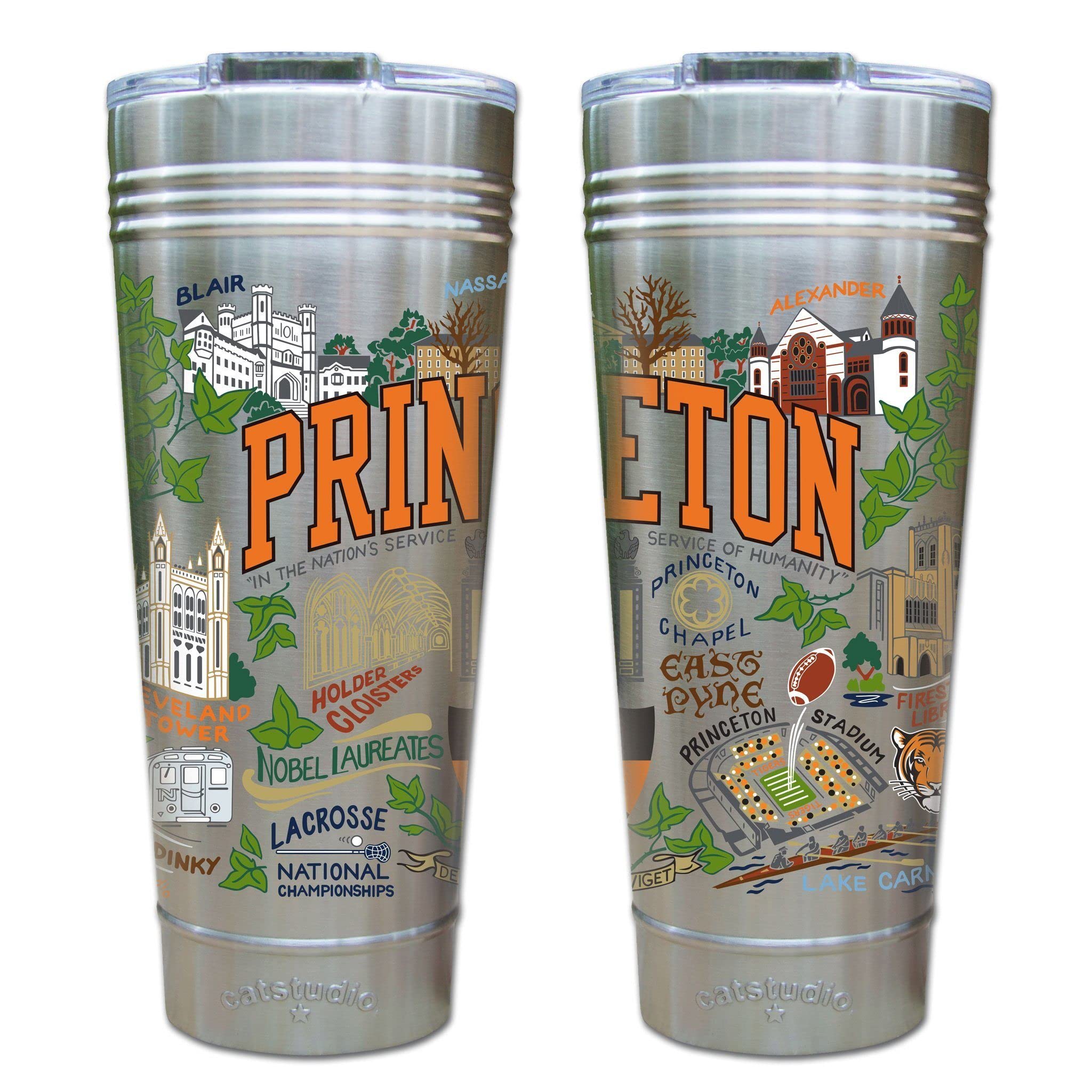 Catstudio Princeton University Collegiate Thermal Tumbler | Triple Wall Insulation With Non Slip Bottom | Great College Travel Cup for Water, Coffee, Tea, or Smoothies