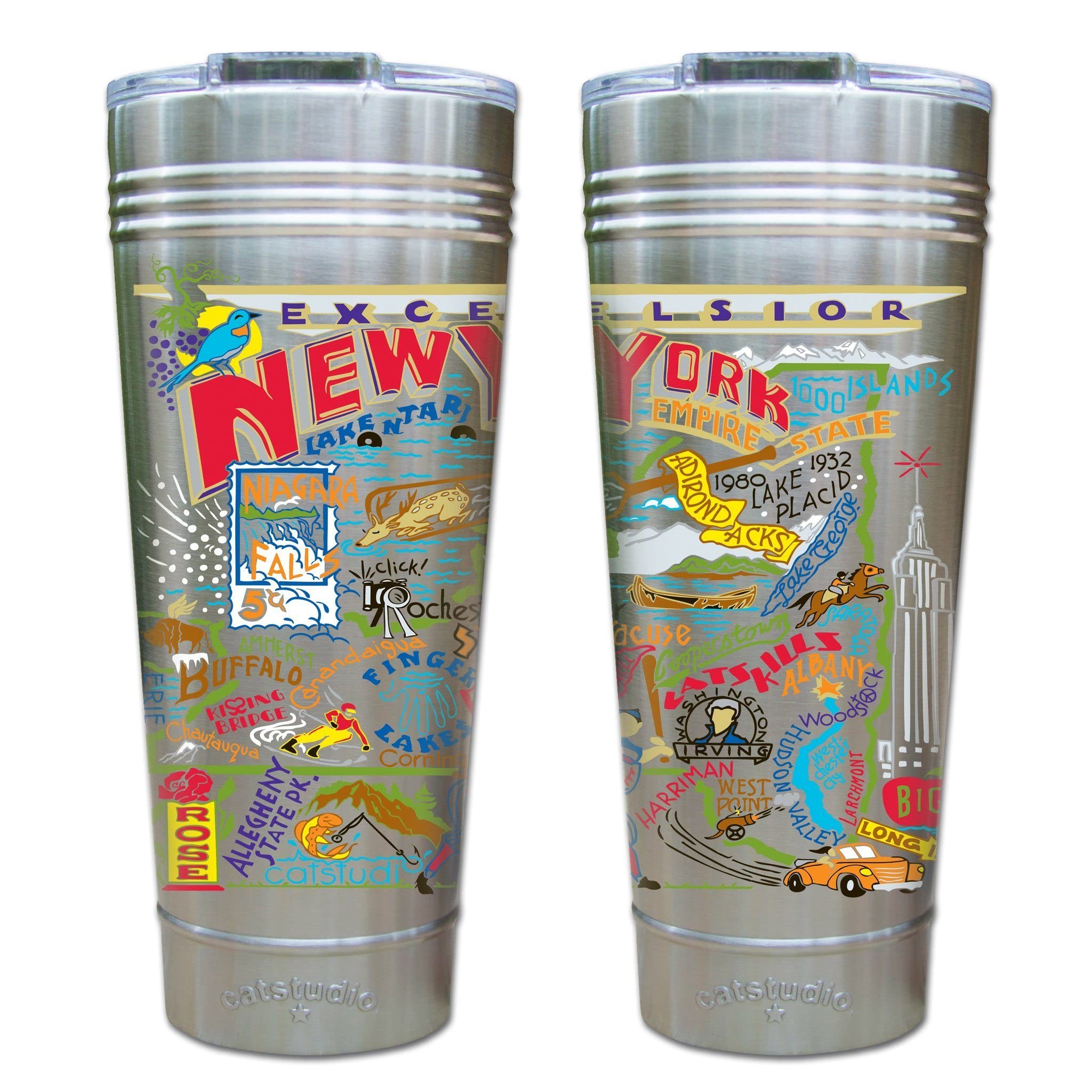 Catstudio New York State Thermal Tumbler | Triple Wall Insulation With Non Slip Bottom | Great Travel Cup for Water, Coffee, Tea, or Smoothies