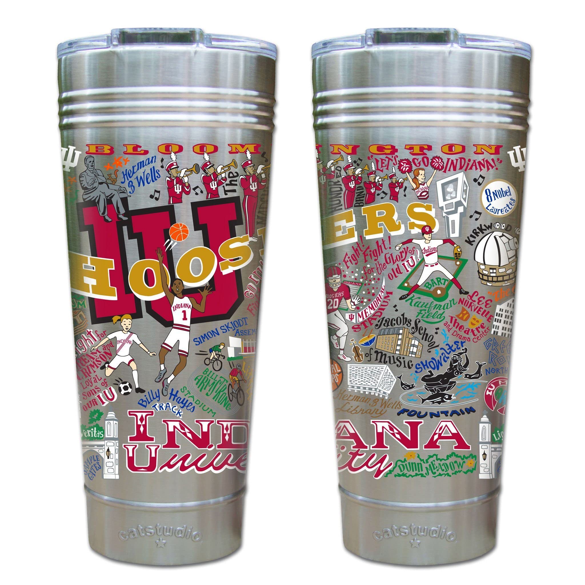 Catstudio Indiana University Collegiate Thermal Tumbler | Triple Wall Insulation With Non Slip Bottom | Great College Travel Cup for Water, Coffee, Tea, or Smoothies