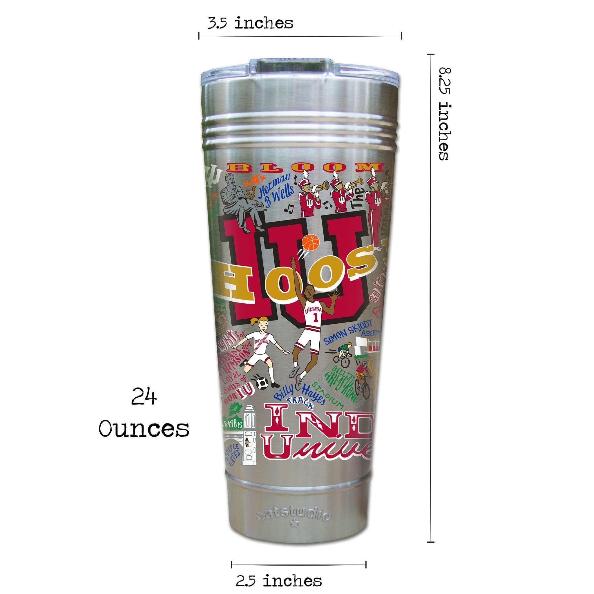 Catstudio Indiana University Collegiate Thermal Tumbler | Triple Wall Insulation With Non Slip Bottom | Great College Travel Cup for Water, Coffee, Tea, or Smoothies