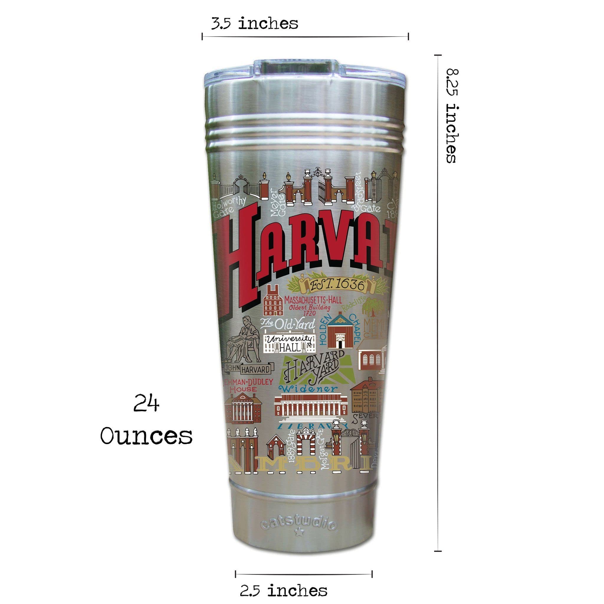 Catstudio Harvard University Collegiate Thermal Tumbler | Triple Wall Insulation With Non Slip Bottom | Great College Travel Cup for Water, Coffee, Tea, or Smoothies