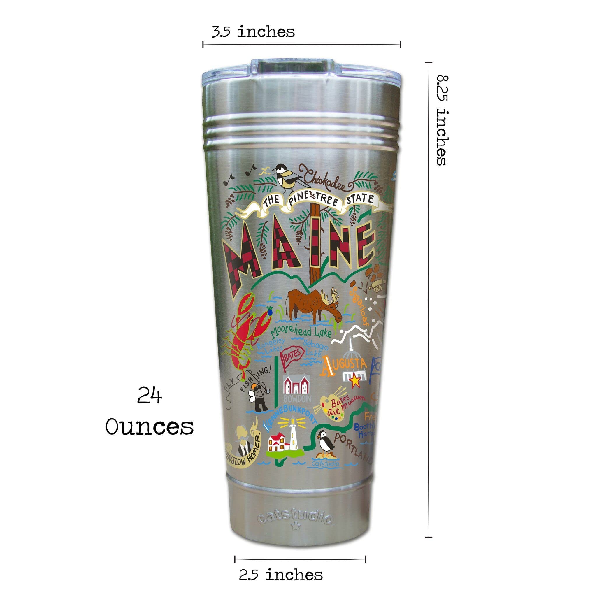 Catstudio Maine Thermal Tumbler | Triple Wall Insulation With Non Slip Bottom | Great Travel Cup for Water, Coffee, Tea, or Smoothies