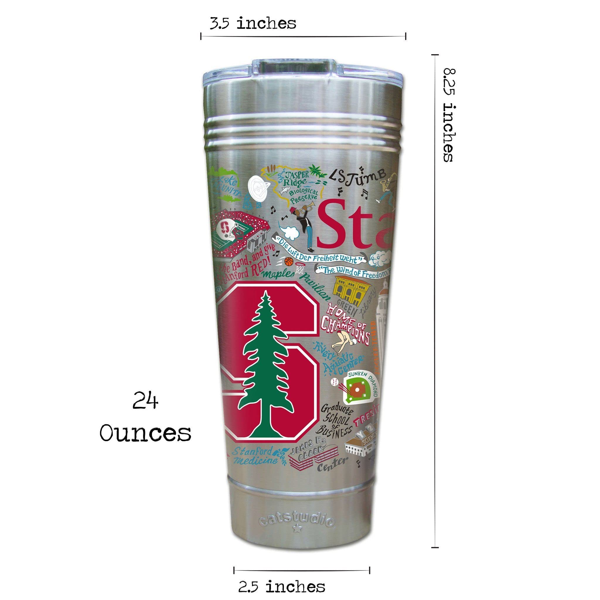Catstudio Stanford University Collegiate Thermal Tumbler | Triple Wall Insulation With Non Slip Bottom | Great College Travel Cup for Water, Coffee, Tea, or Smoothies