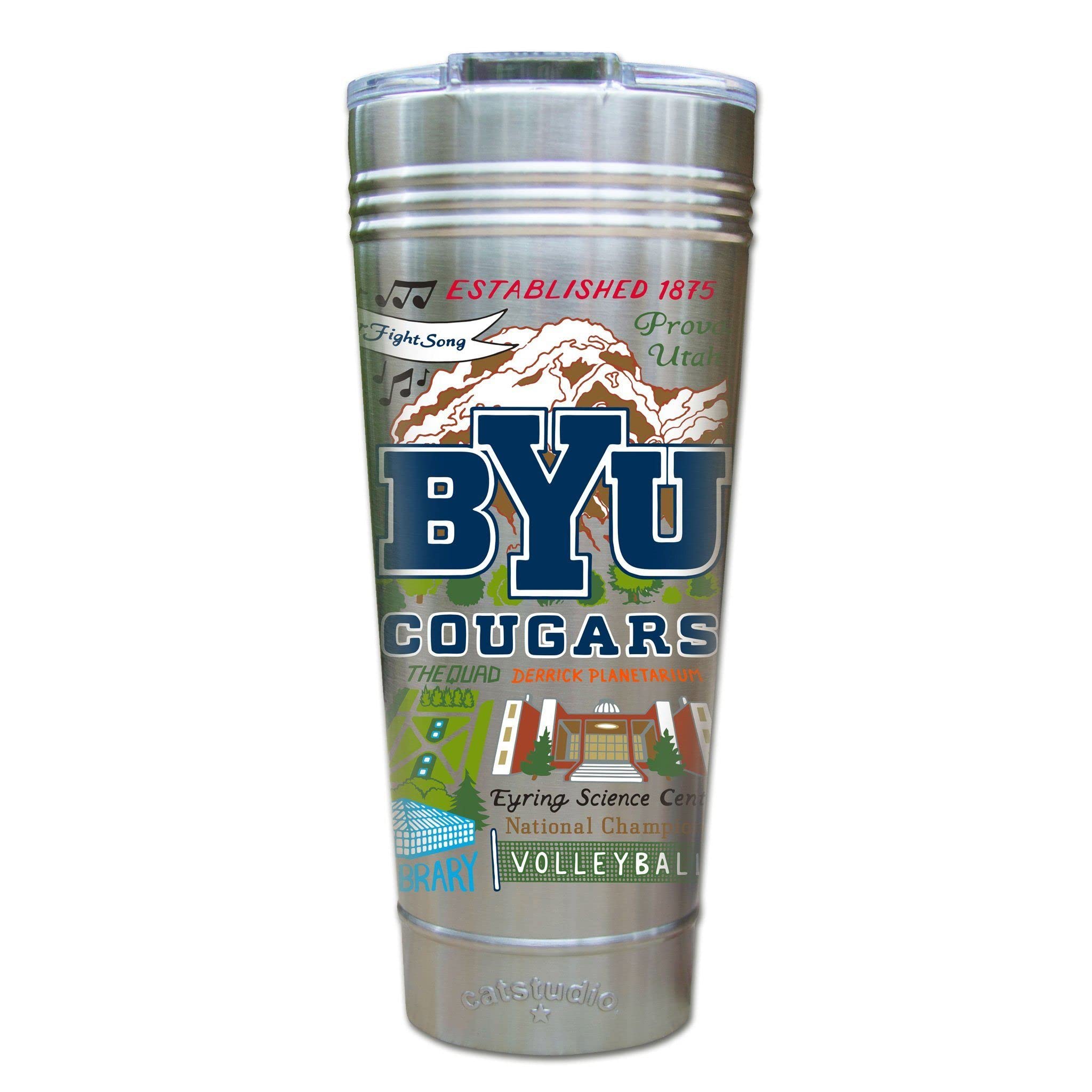 Catstudio Brigham Young University Collegiate Thermal Tumbler | Triple Wall Insulation With Non Slip Bottom | Great College travel Cup for Water, Coffee, Tea, or Smoothies