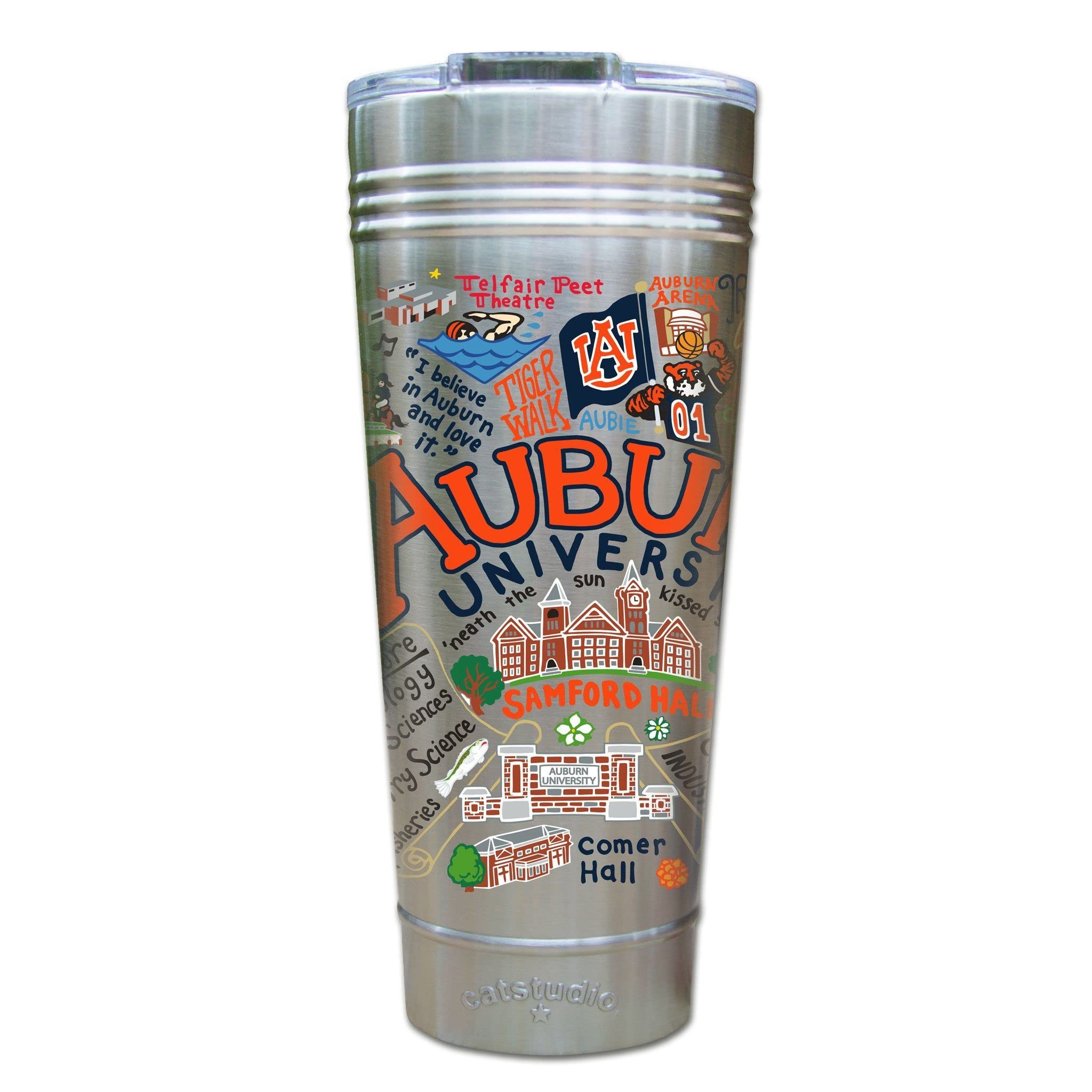 Catstudio Auburn University Collegiate Thermal Tumbler | Triple Wall Insulation With Non Slip Bottom | Great College Travel Cup for Water, Coffee, Tea, or Smoothies